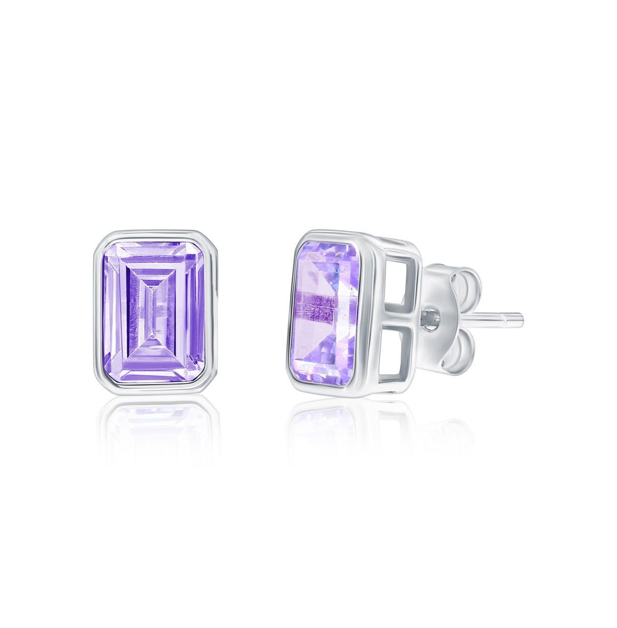 Click here for Simona Sterling Silver  Birthstone Rectangle Cz St... prices