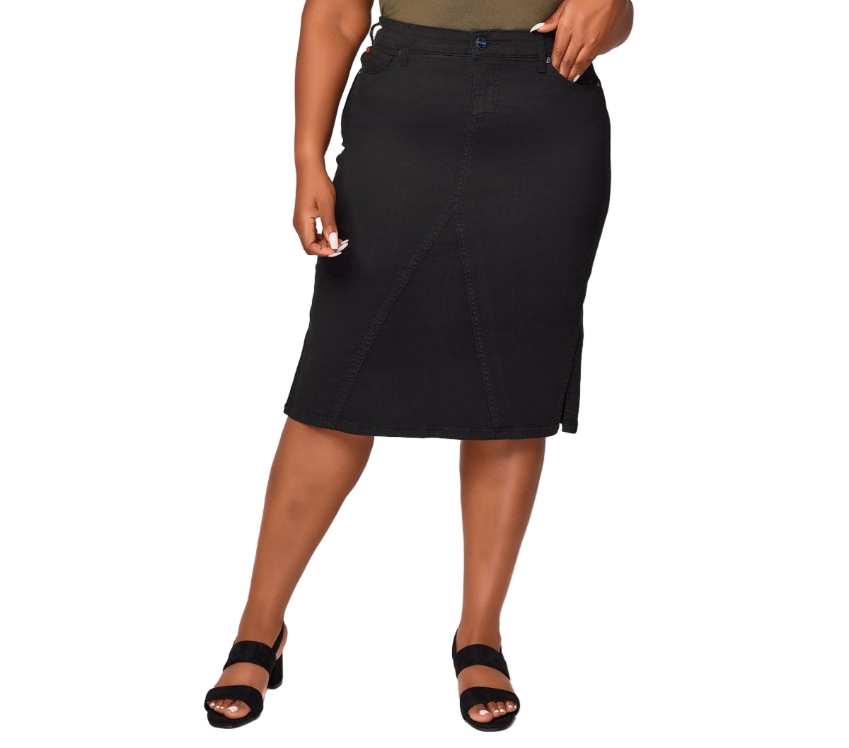 Click here for Slink Jeans Womens Side Vents Midi Skirt - Black prices