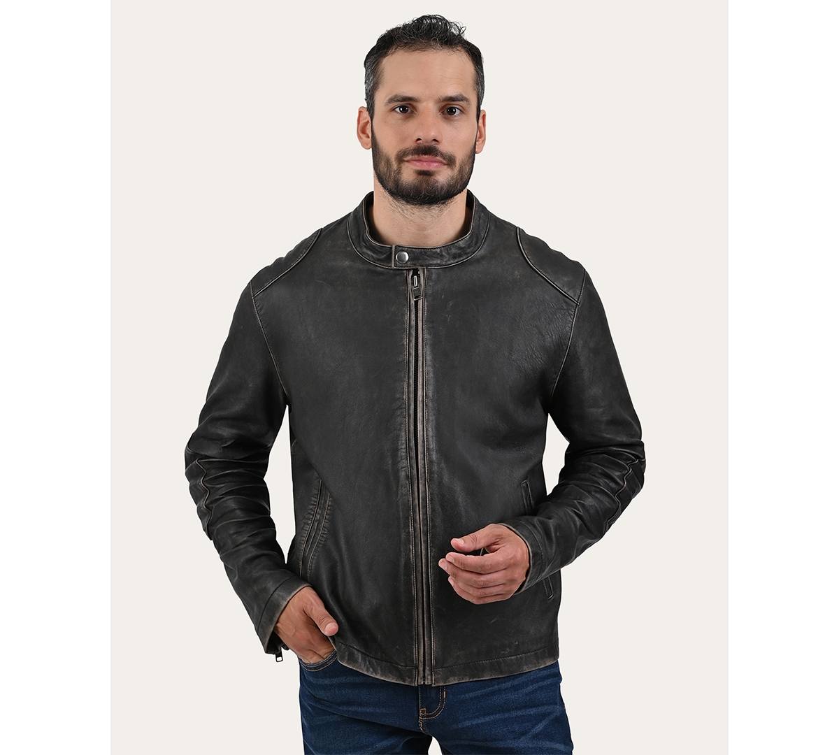 Click here for Frye Mens leather Racer Jacket - Black prices