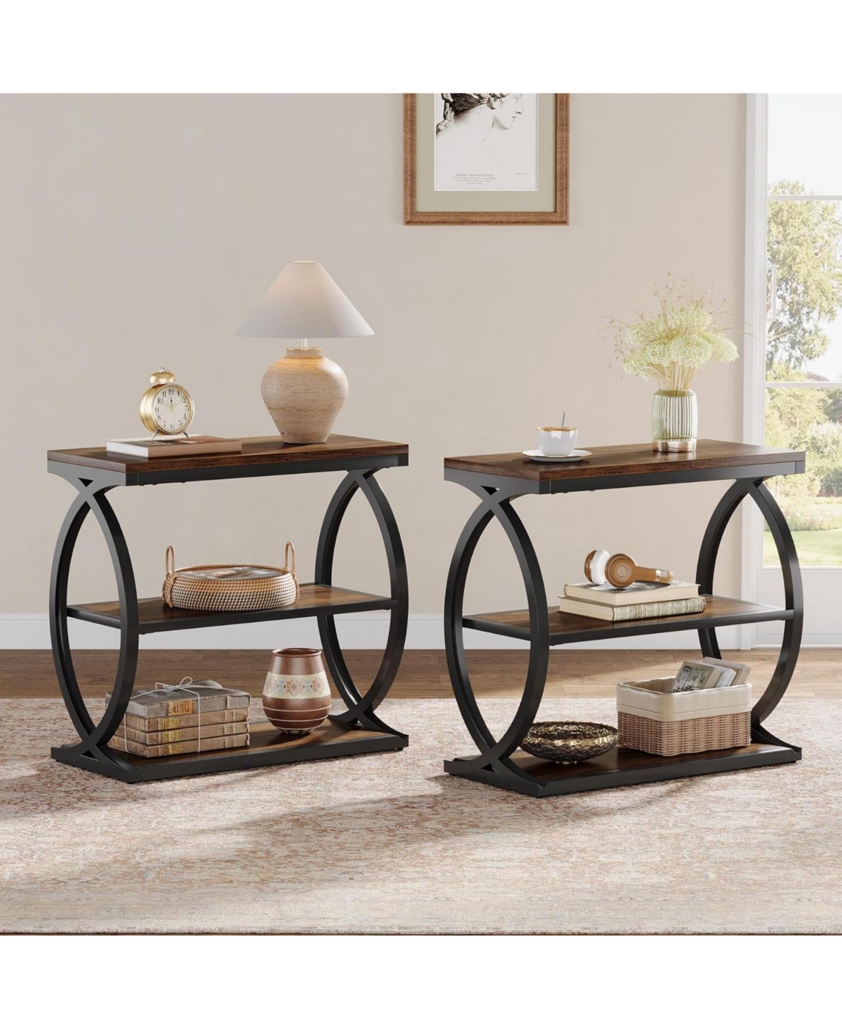 Click here for Tribesigns End Table Set of 2  Narrow 3-Tier End T... prices