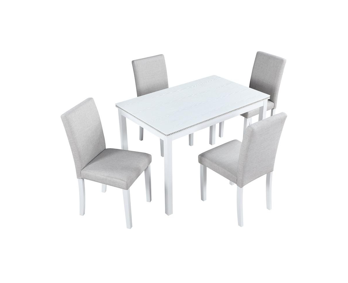 Click here for sumyeg 5-Piece Crystal Accent Wood Dining Set with... prices