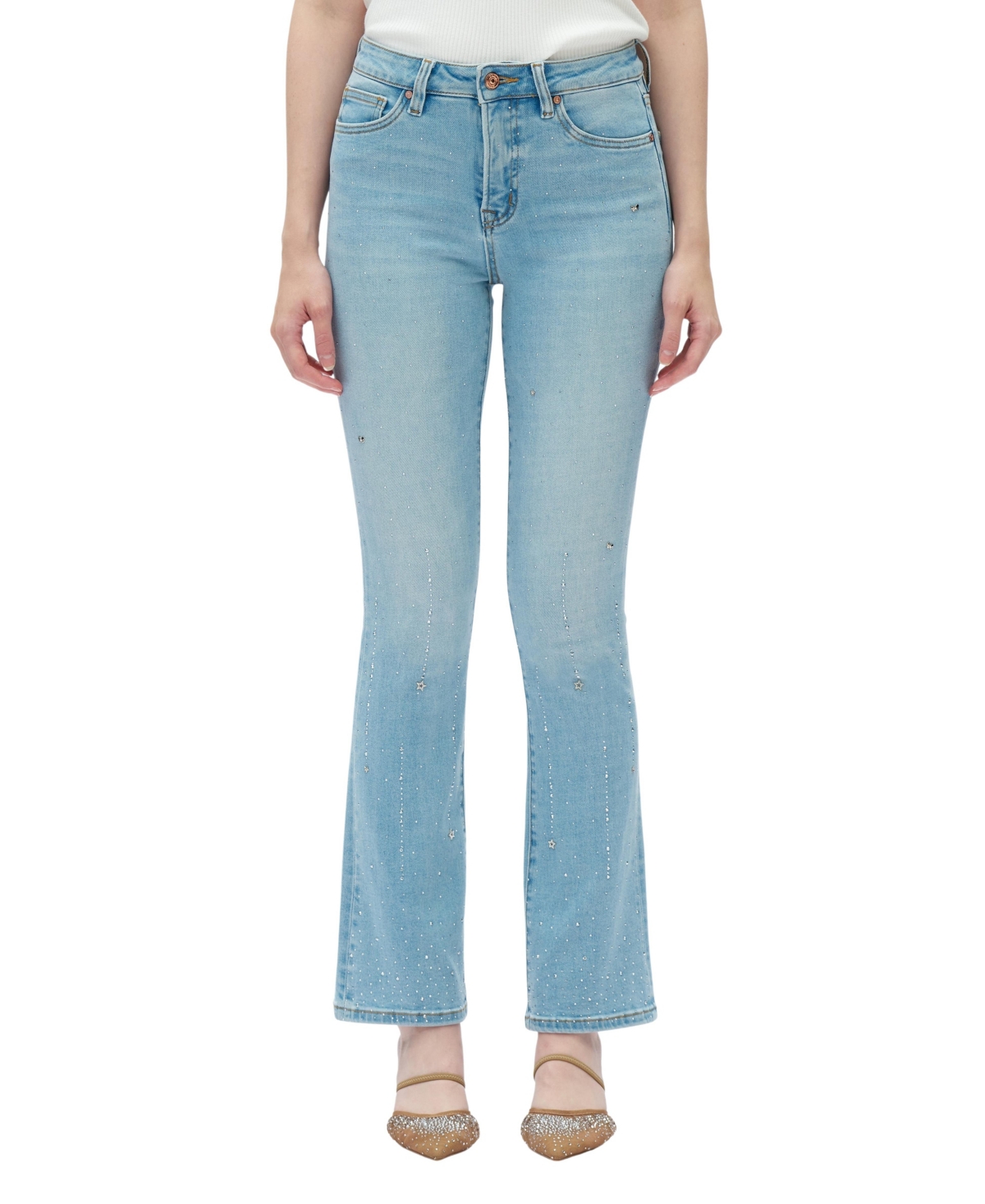 Click here for Bayeas Womens High-Rise Rhinestone-Embellished Fla... prices