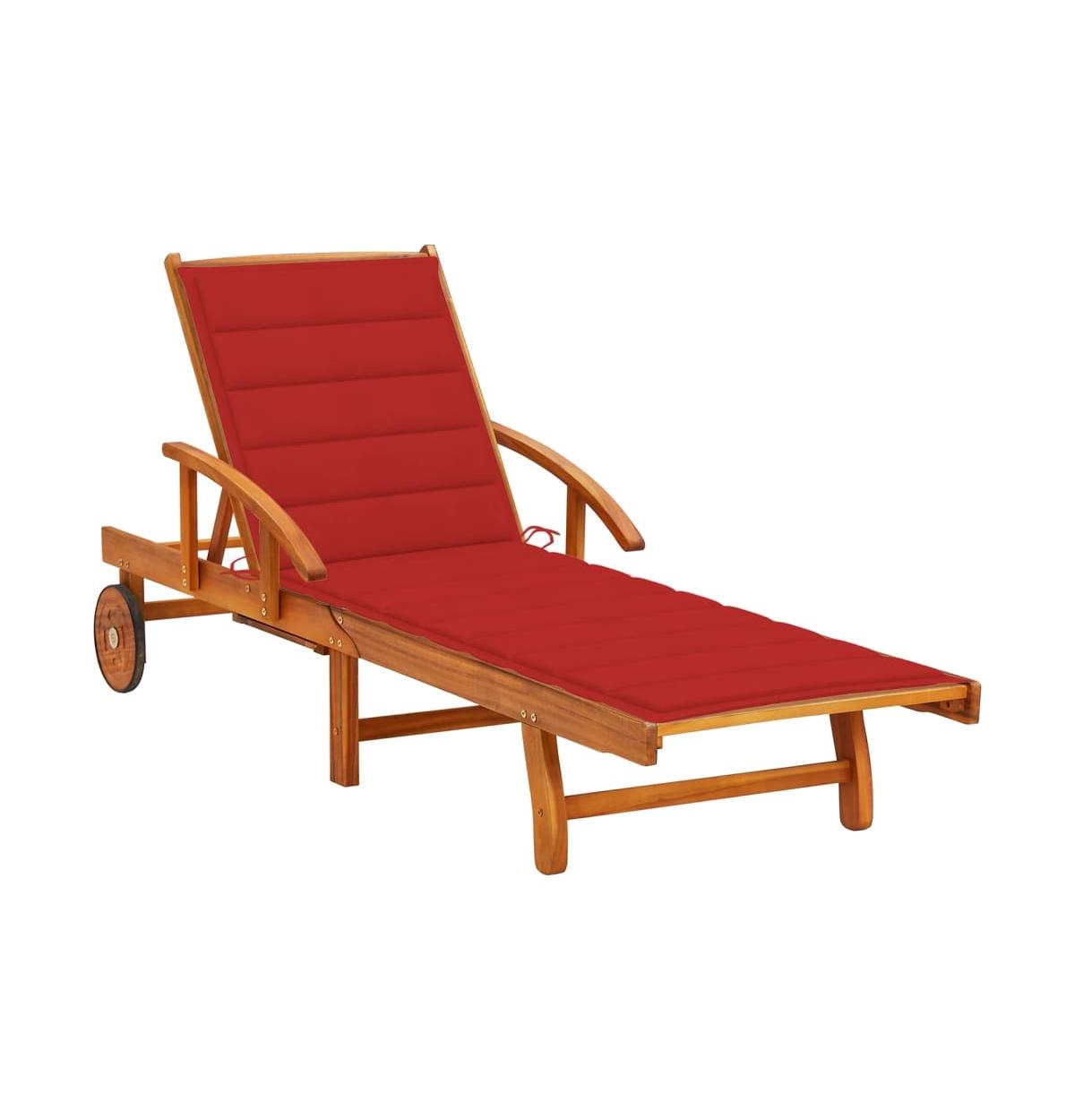 Click here for vidaXL Sunlounger Red Solid Acacia wood  100 polye... prices