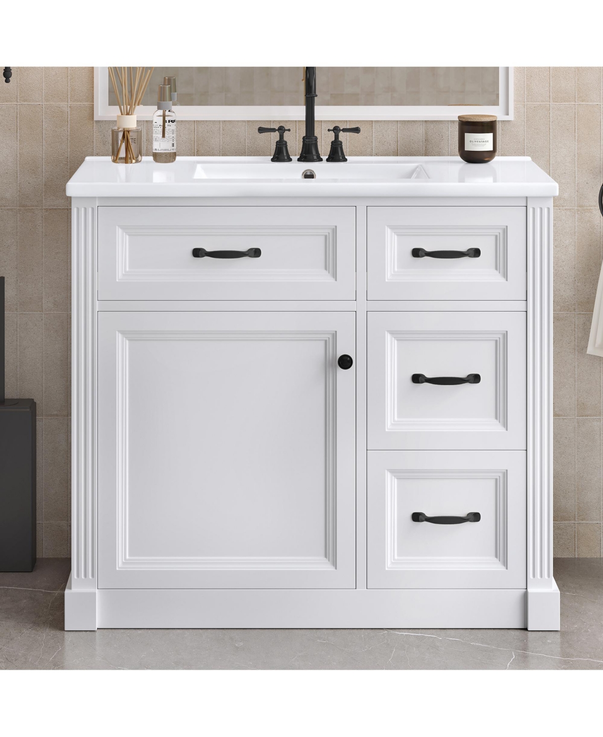 Click here for Casainc Bathroom Vanity with Sink 4 Drawers Soft C... prices