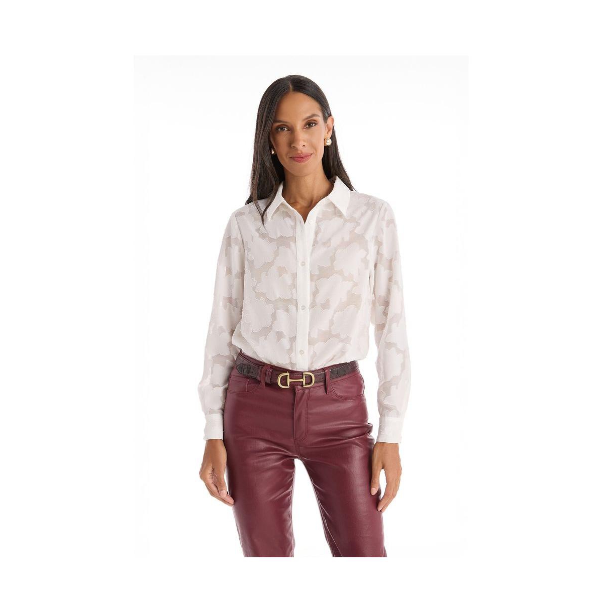 Click here for The Noli Shop Womens Stelle Button Up - Rose - Whi... prices