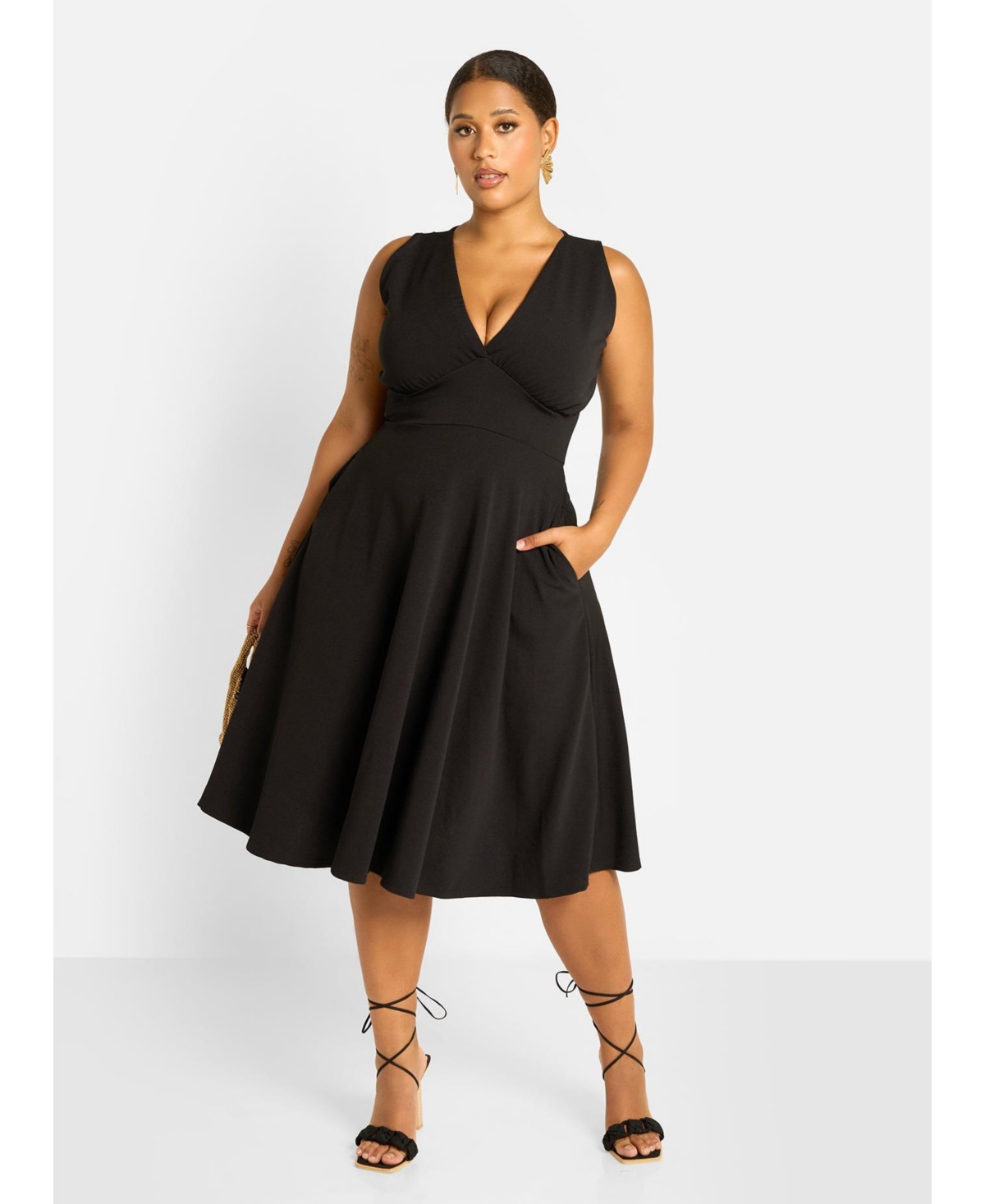 Click here for Rebdolls Womens Skater Midi Dress - Black - Black prices
