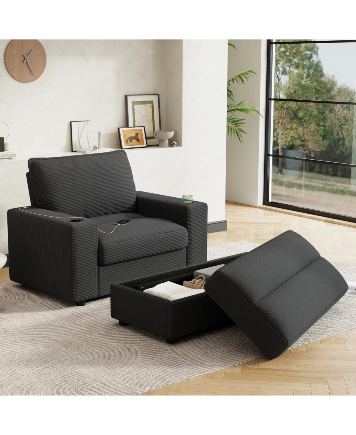 Click here for Streamdale Furniture Oversized Corduroy Chaise Lou... prices