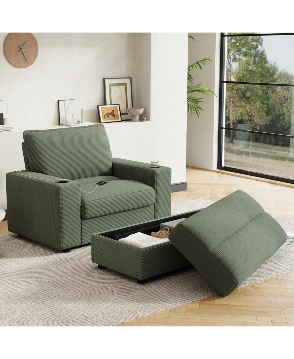 Click here for Streamdale Furniture Oversized Corduroy Chaise Lou... prices