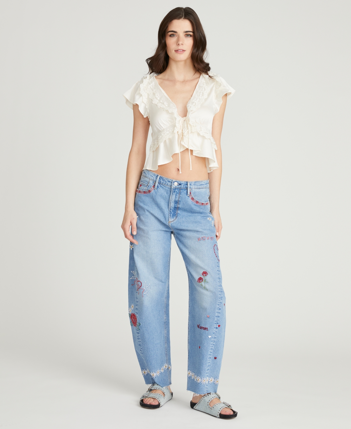 Click here for Driftwood Womens Parker Love Motif Embroidered Bar... prices