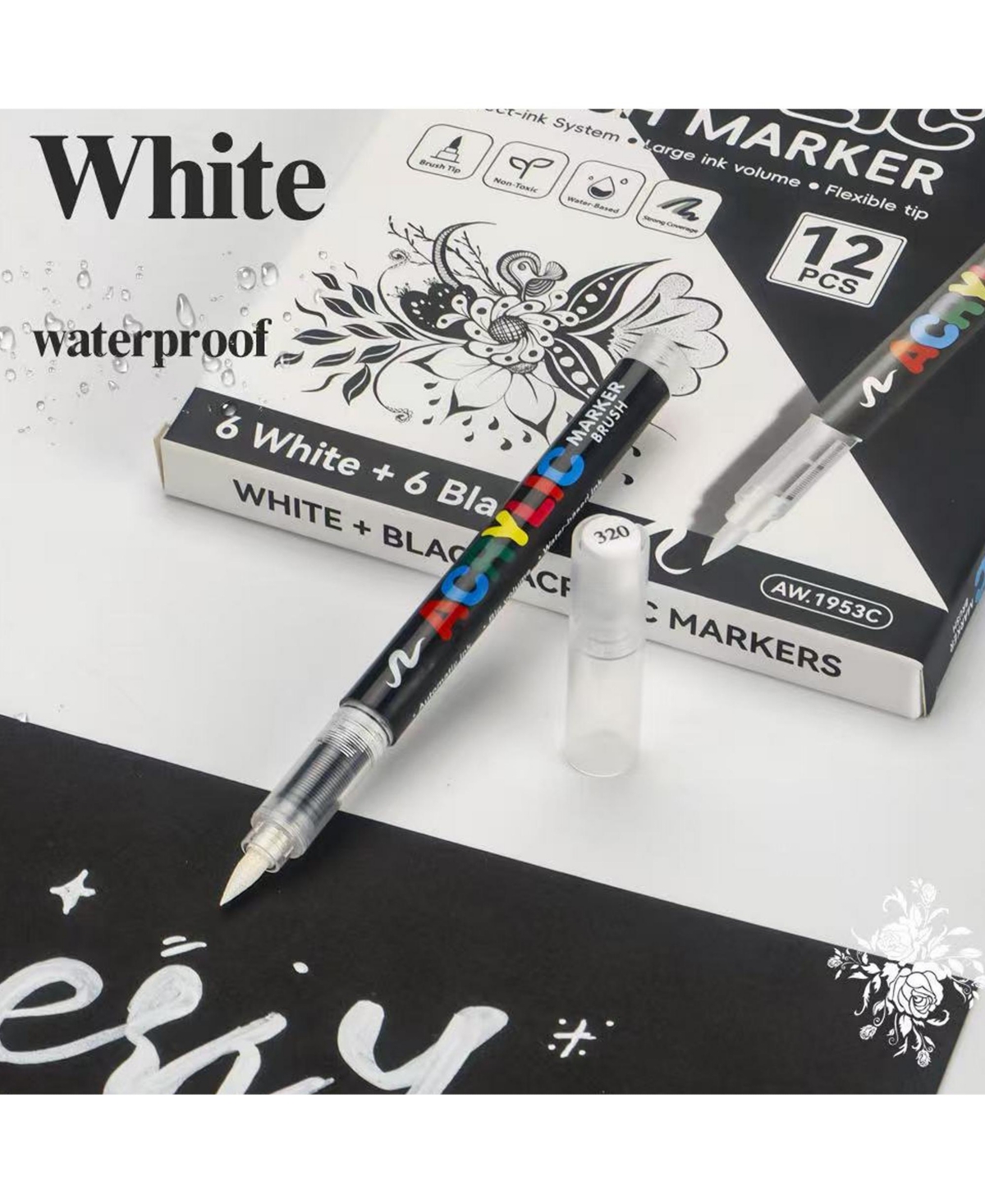 Click here for Htutwoo 12Pcs White Acrylic Paint Pens  Soft Brush... prices