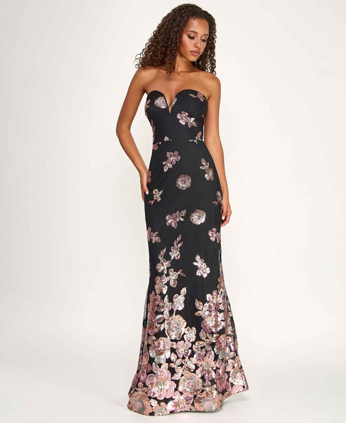 Click here for City Studios Juniors Sequin Flower Long Slim Gown... prices