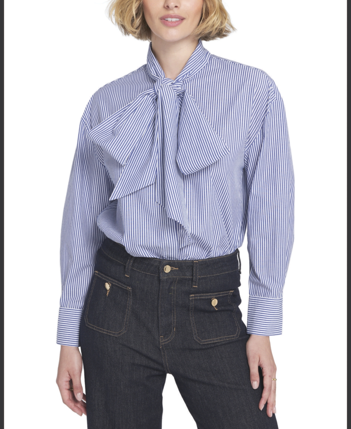 Click here for Elle Collection Womens Striped Bow Shirt Blouse To... prices