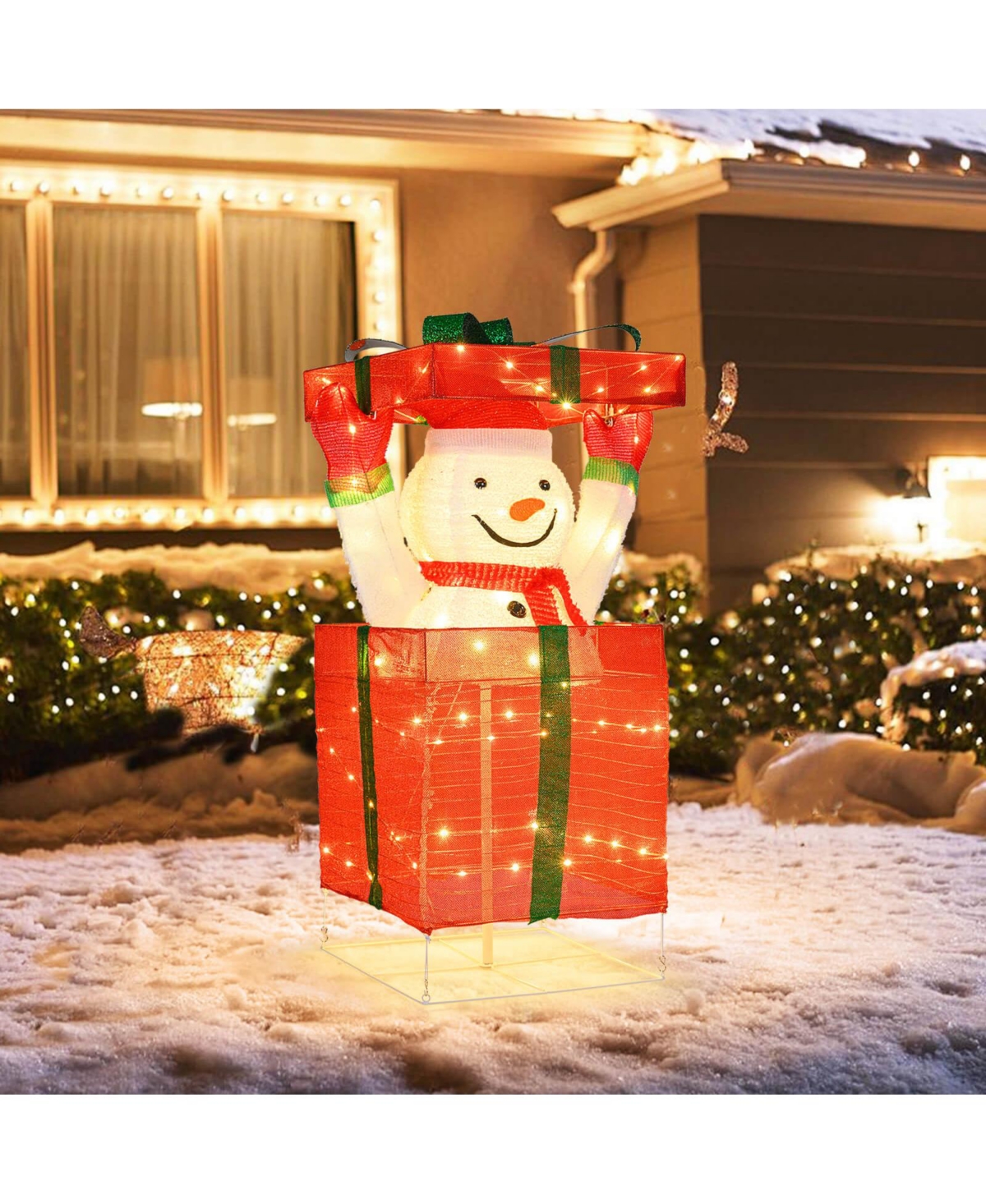 Click here for Costway Lighted Snowman in Gift Box Christmas Deco... prices