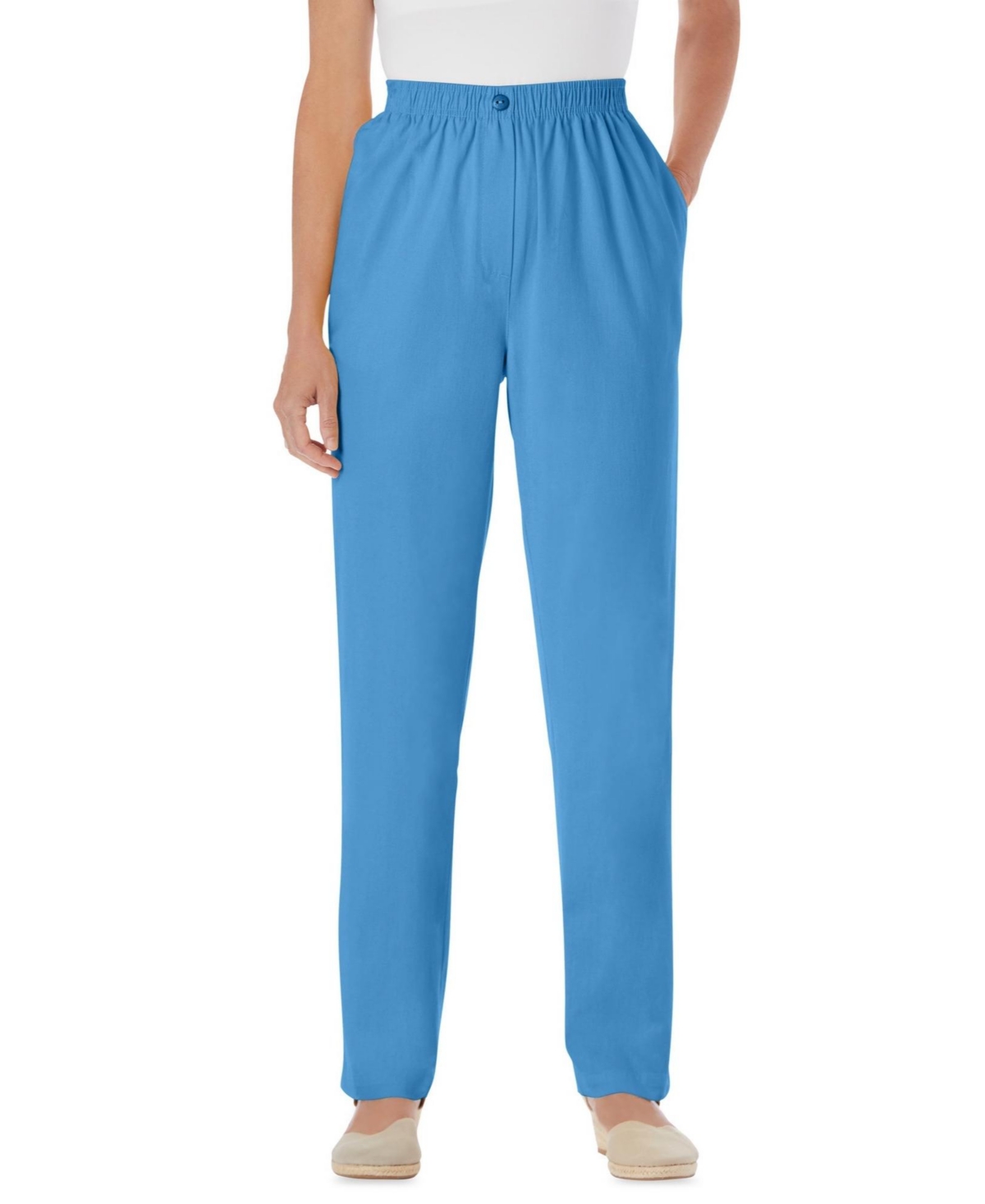 Click here for Woman Within Womens Plus Size Straight-Leg All-Cot... prices