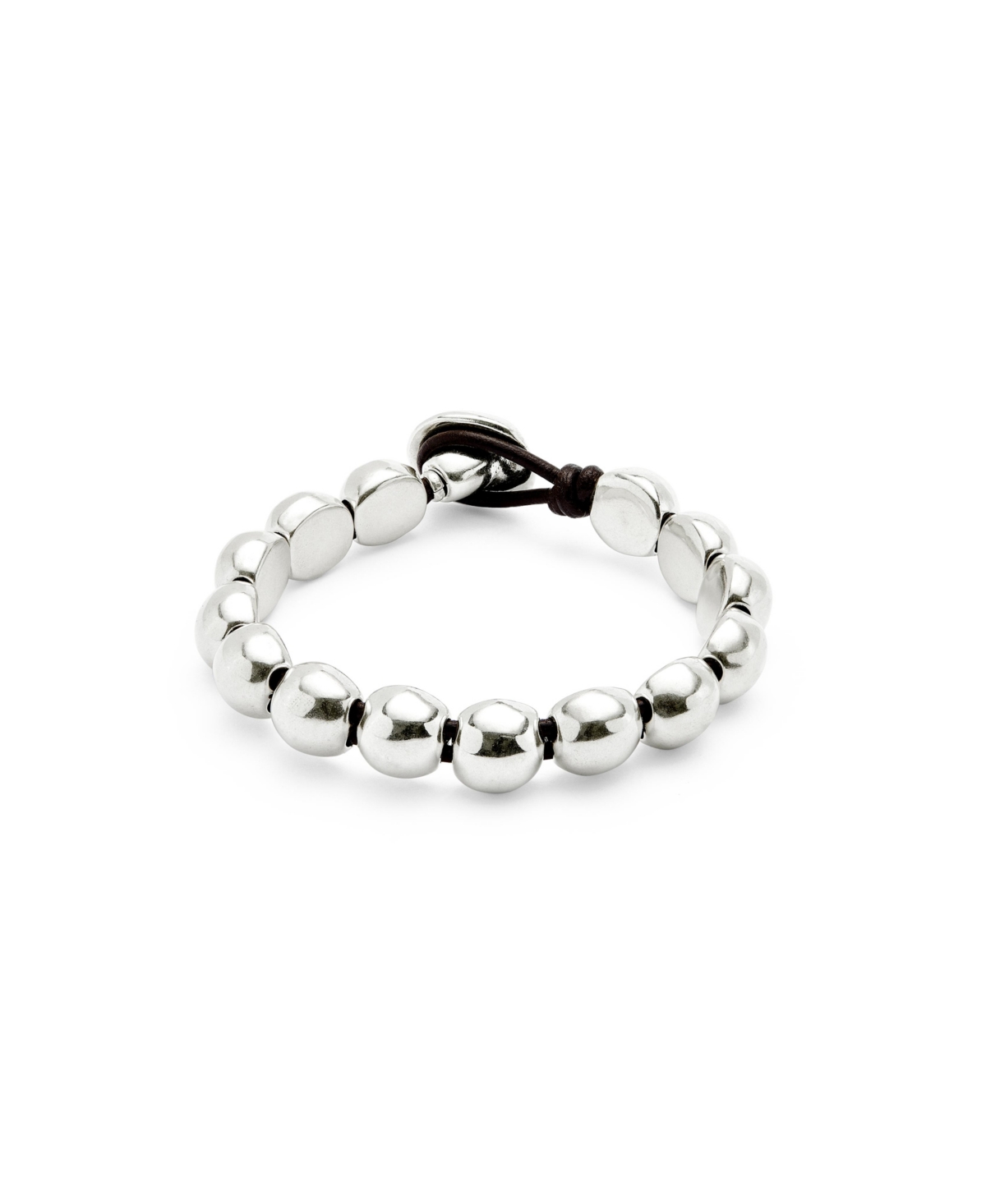 Click here for UNOde50 Silver-Tone Pebble Bracelet with Leather T... prices