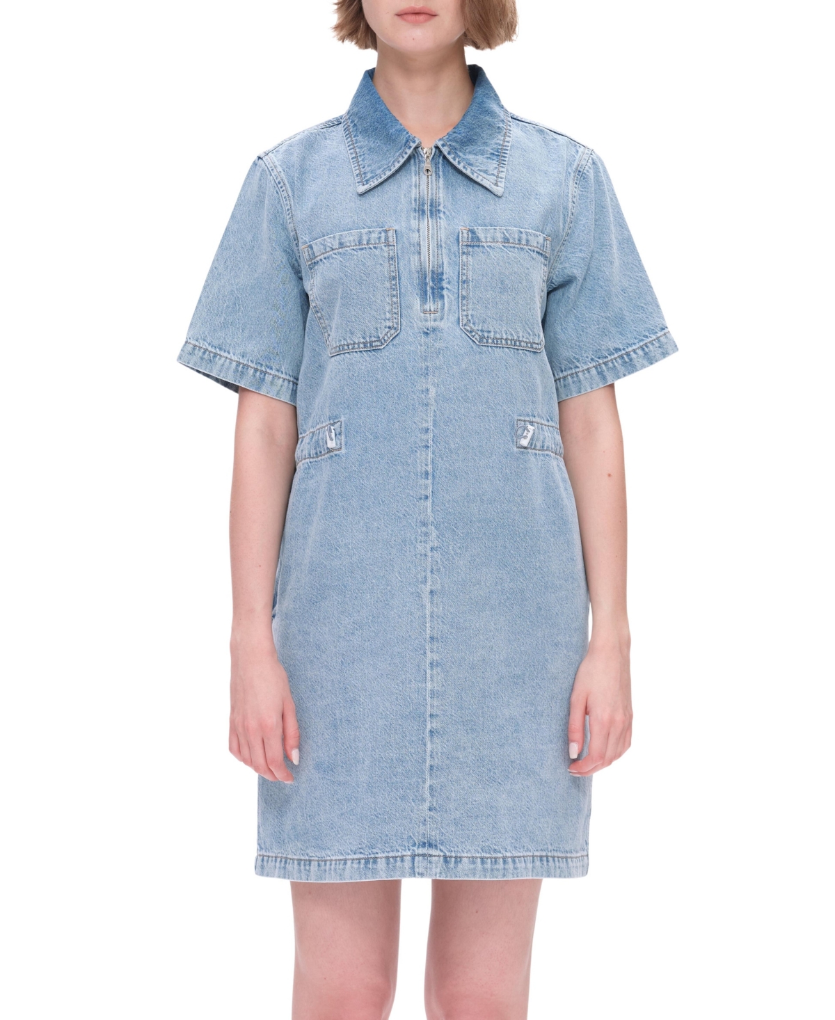 Click here for Bayeas Womens Cotton Mid-Thigh Zip-Front Shirt Dre... prices