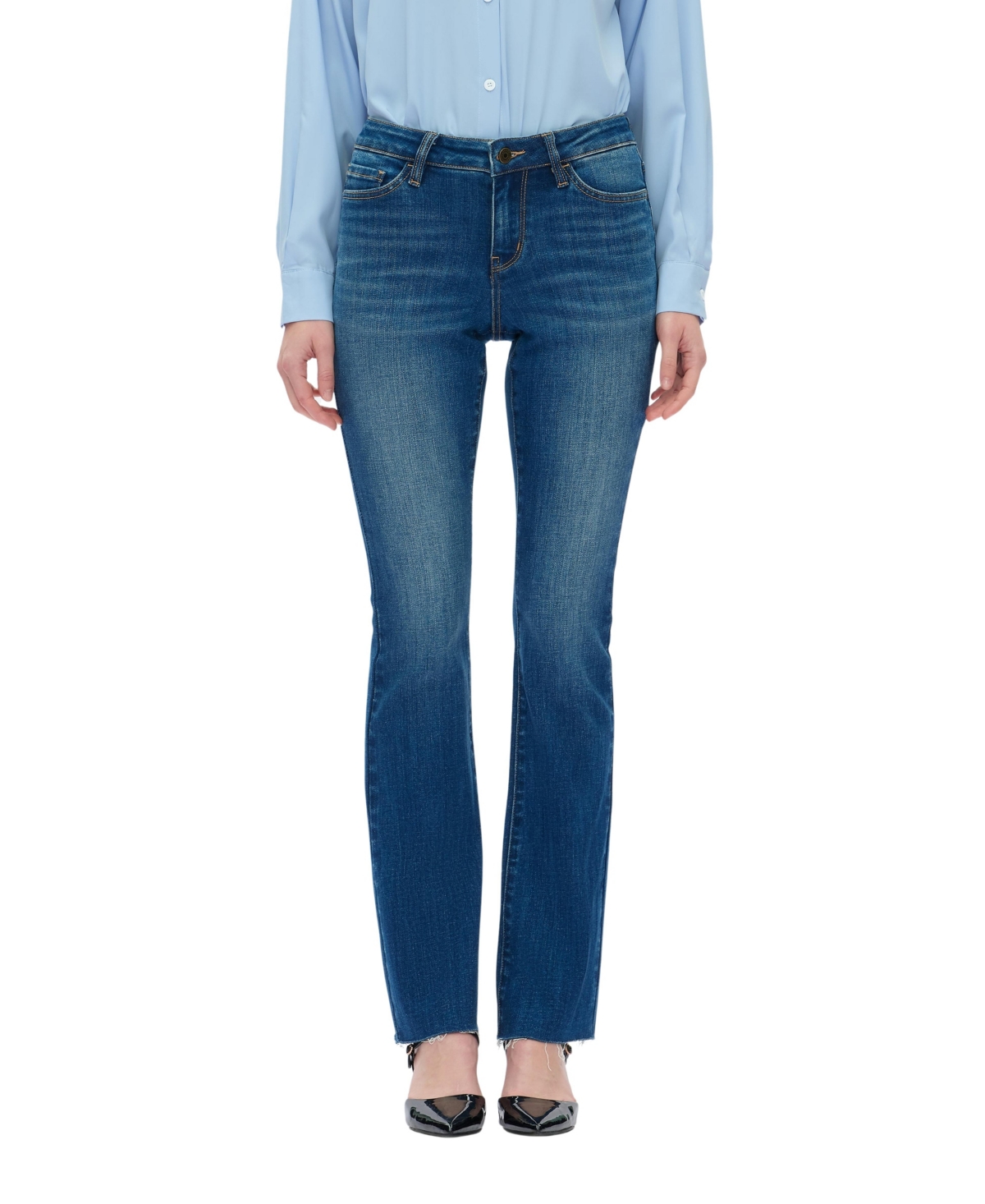 Click here for Bayeas Womens Low-Rise Stretch Raw-Hem Bootcut Jea... prices