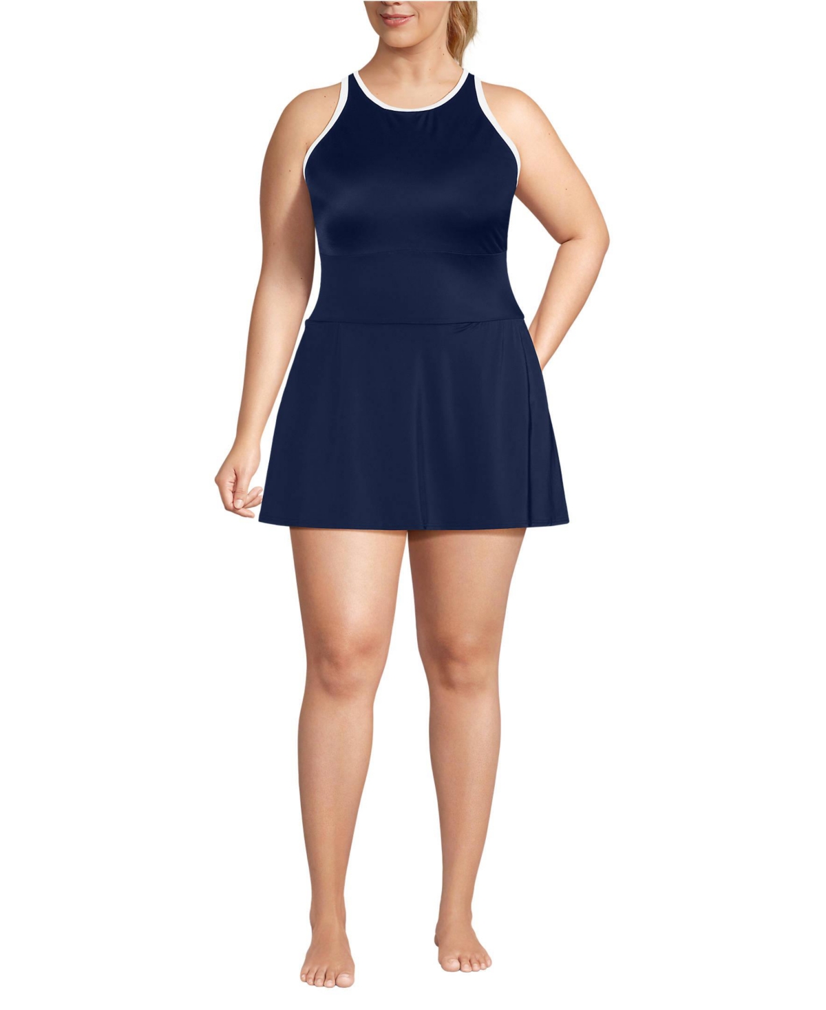 Click here for Lands End Womens Tugless High Neck Swim Dress Swim... prices