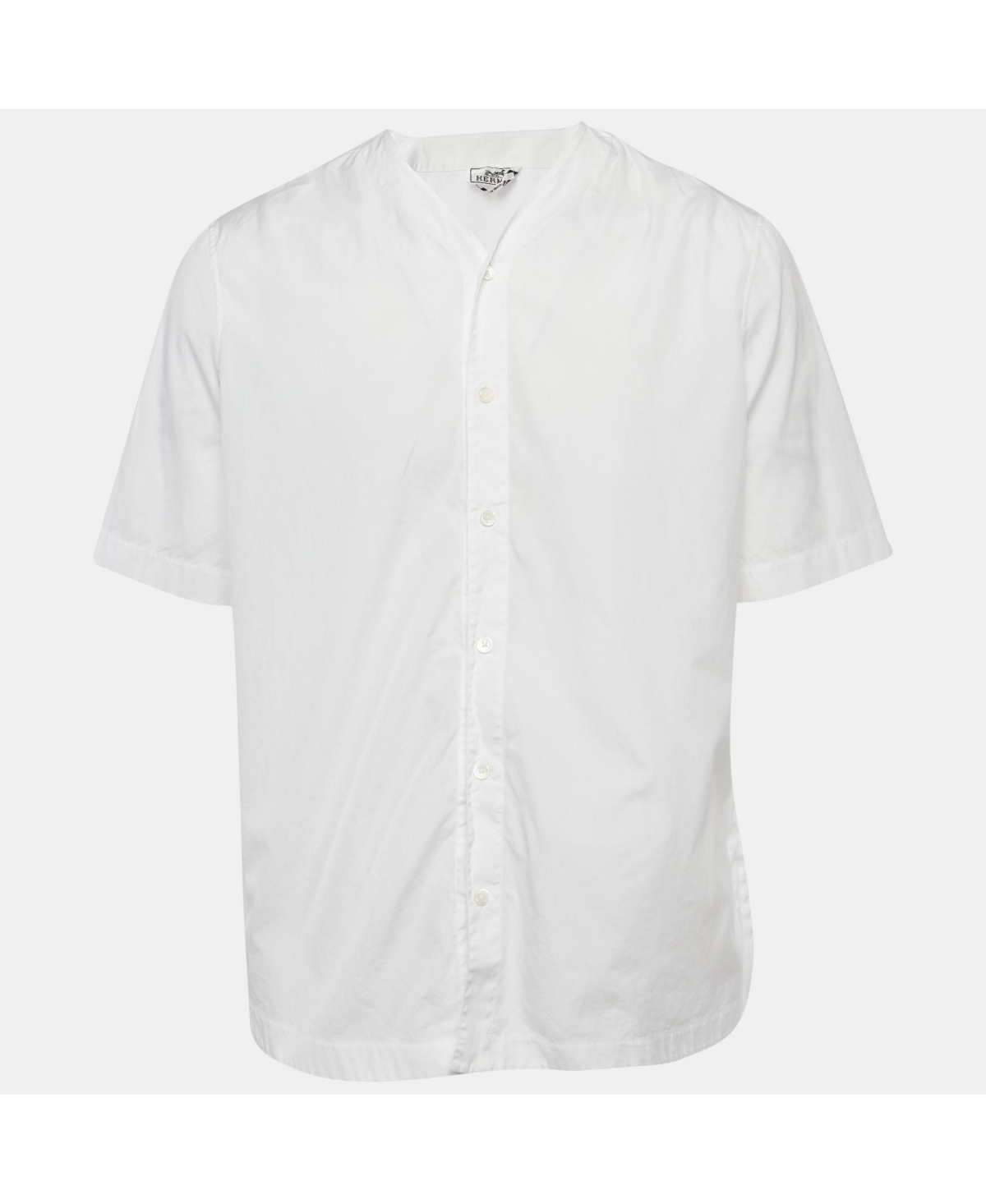 Click here for Pre-Owned Hermes Mens White Cotton Collarless Shir... prices