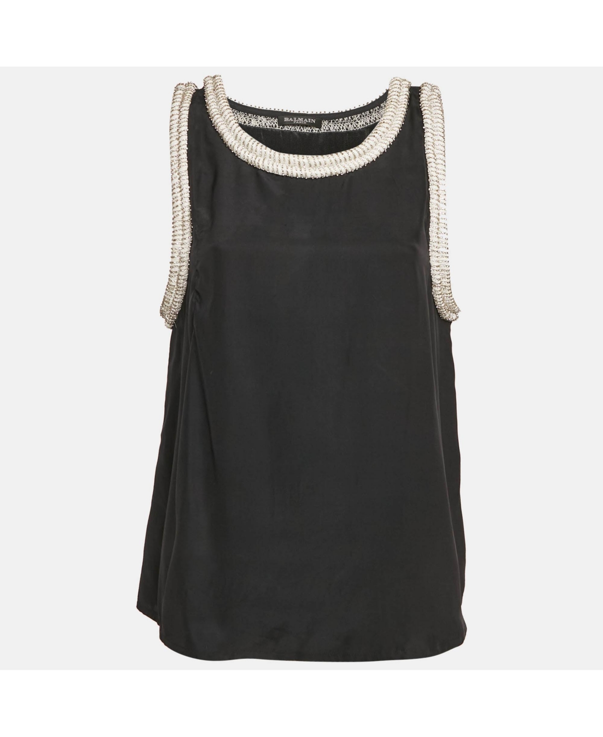 Click here for Pre-Owned Balmain Womens Black Silk Stud Embellish... prices