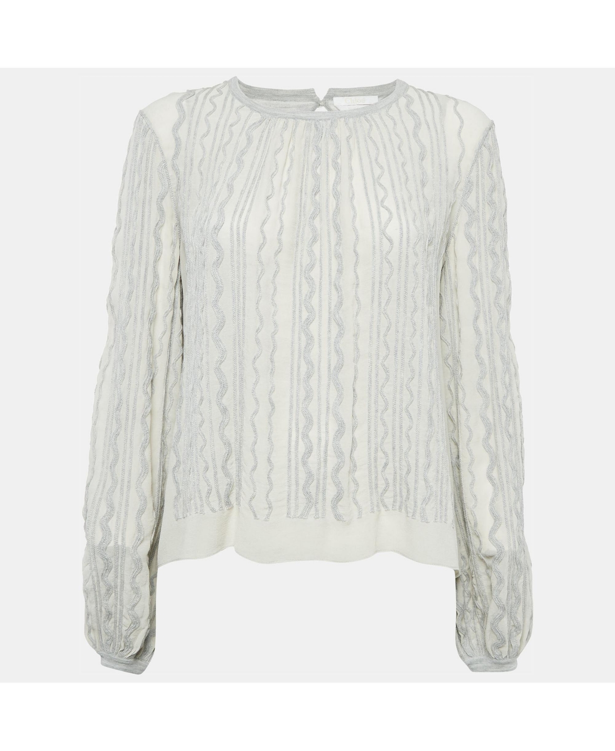 Click here for Pre-Owned Chloe Womens Grey Wavy Embroidered Silk... prices