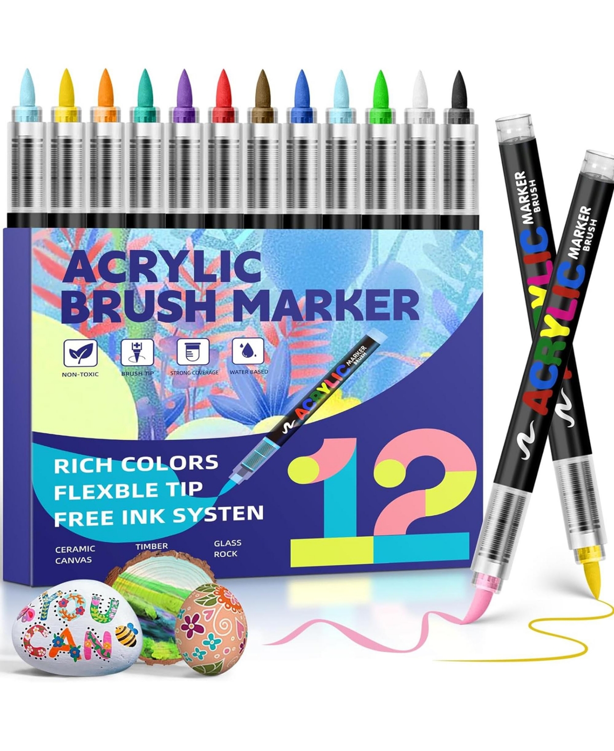 Click here for Htutwoo 12 Colors Acrylic Paint Markers  with Soft... prices