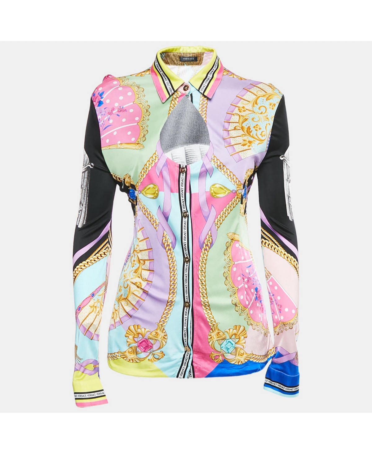 Click here for Pre-Owned Versace Womens Multicolor Graphic Print... prices