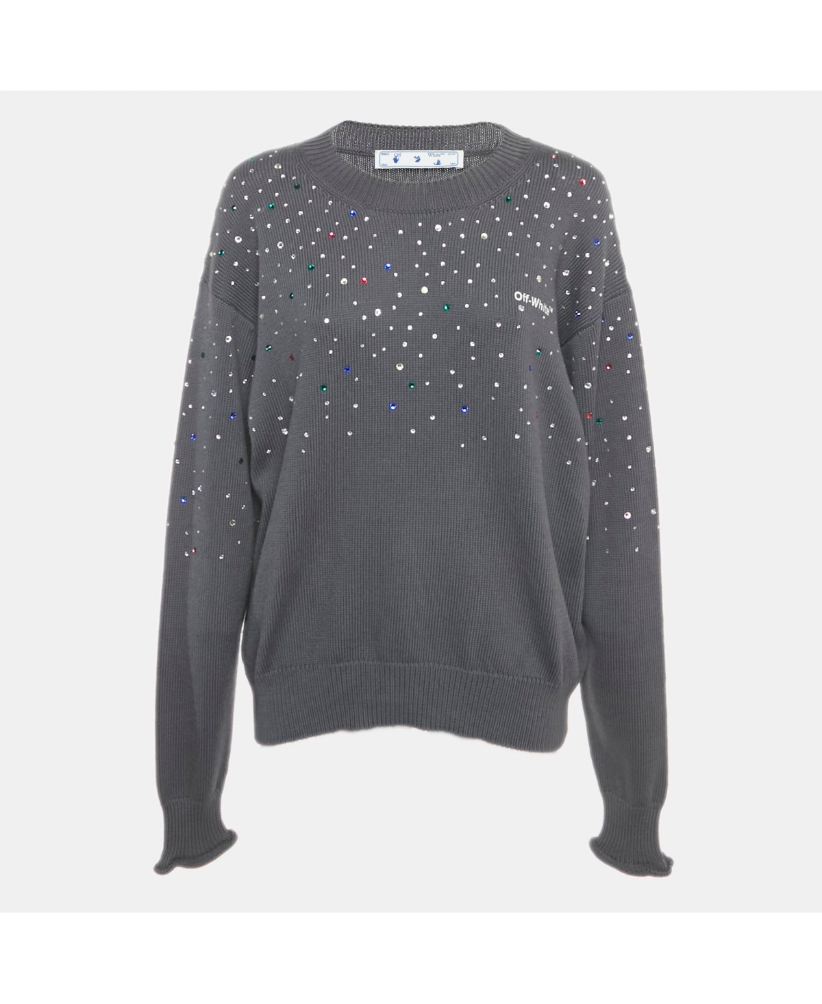 Click here for Pre-Owned Off-White Womens Grey Rib Knit Rhineston... prices