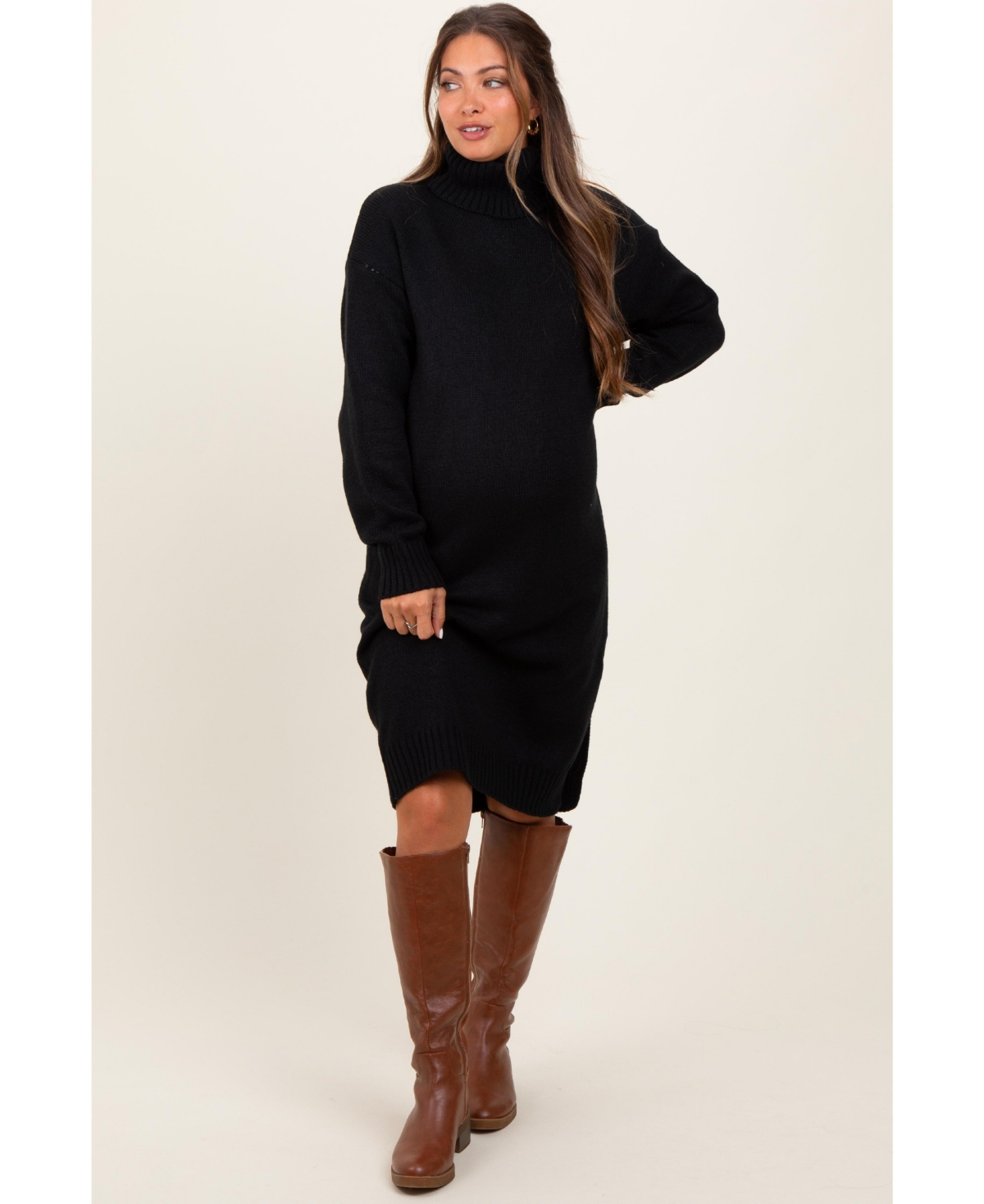 Click here for Pinkblush Maternity Camel Turtleneck Side Slit Mid... prices