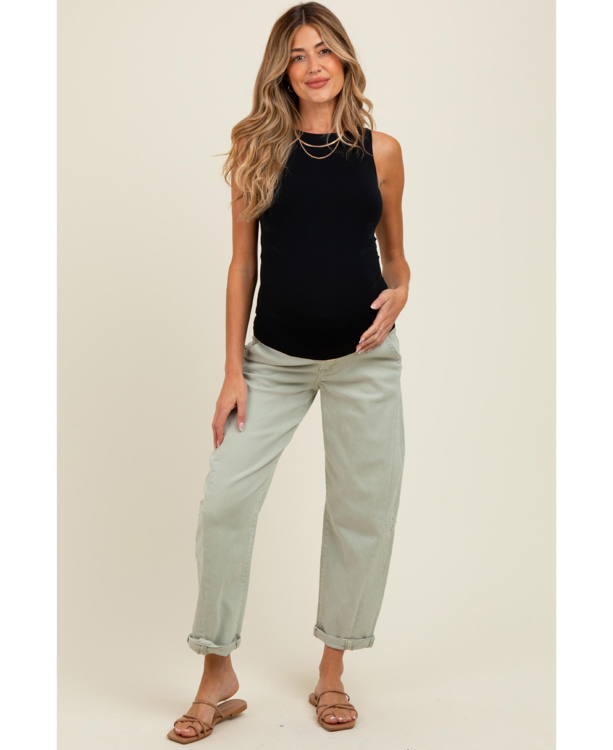 Click here for Pinkblush Maternity Light Olive Rolled Cuff Barrel... prices