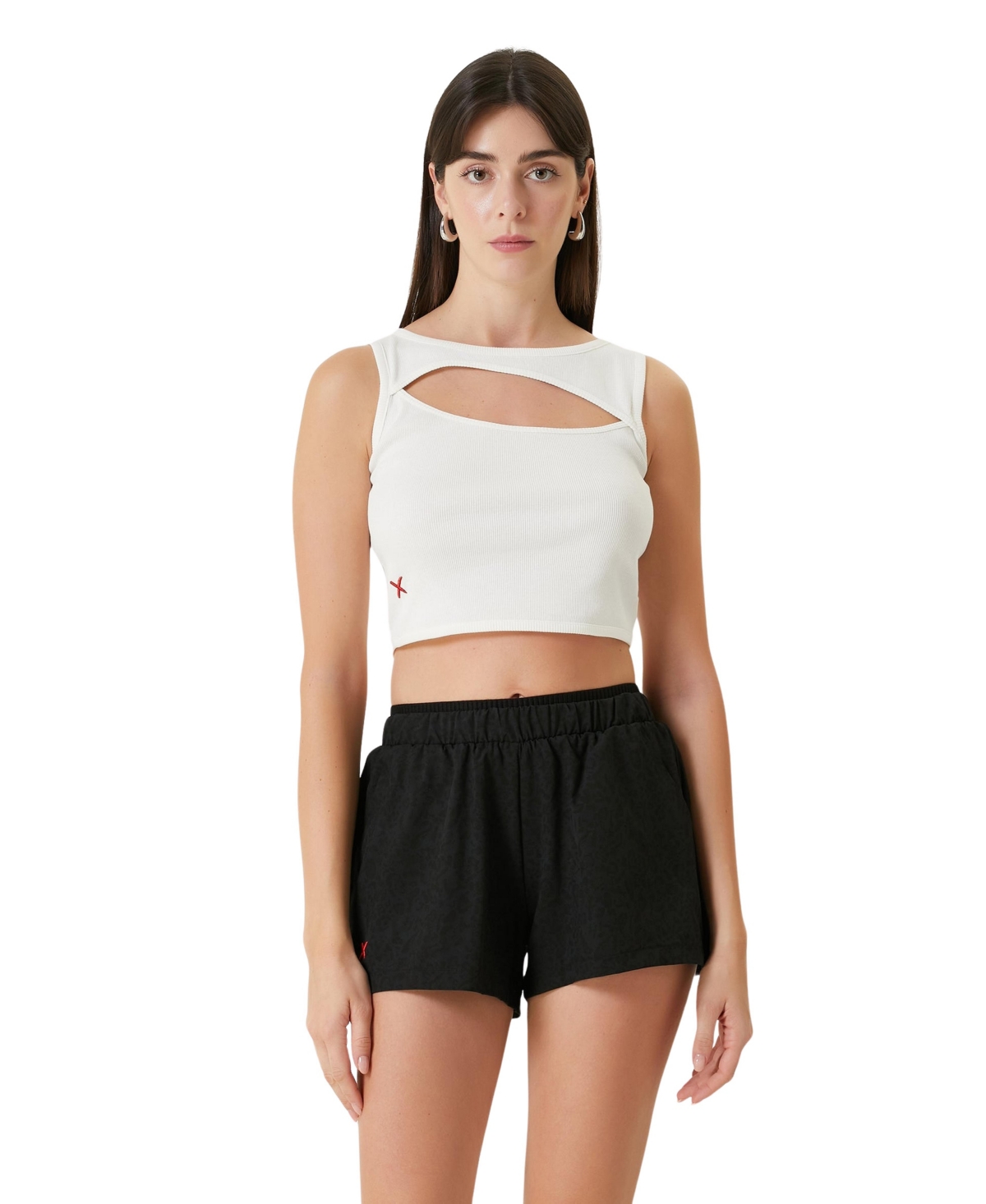 Click here for Pcfg Womens Ribbed Stretch Cotton-Blend Cropped Ta... prices