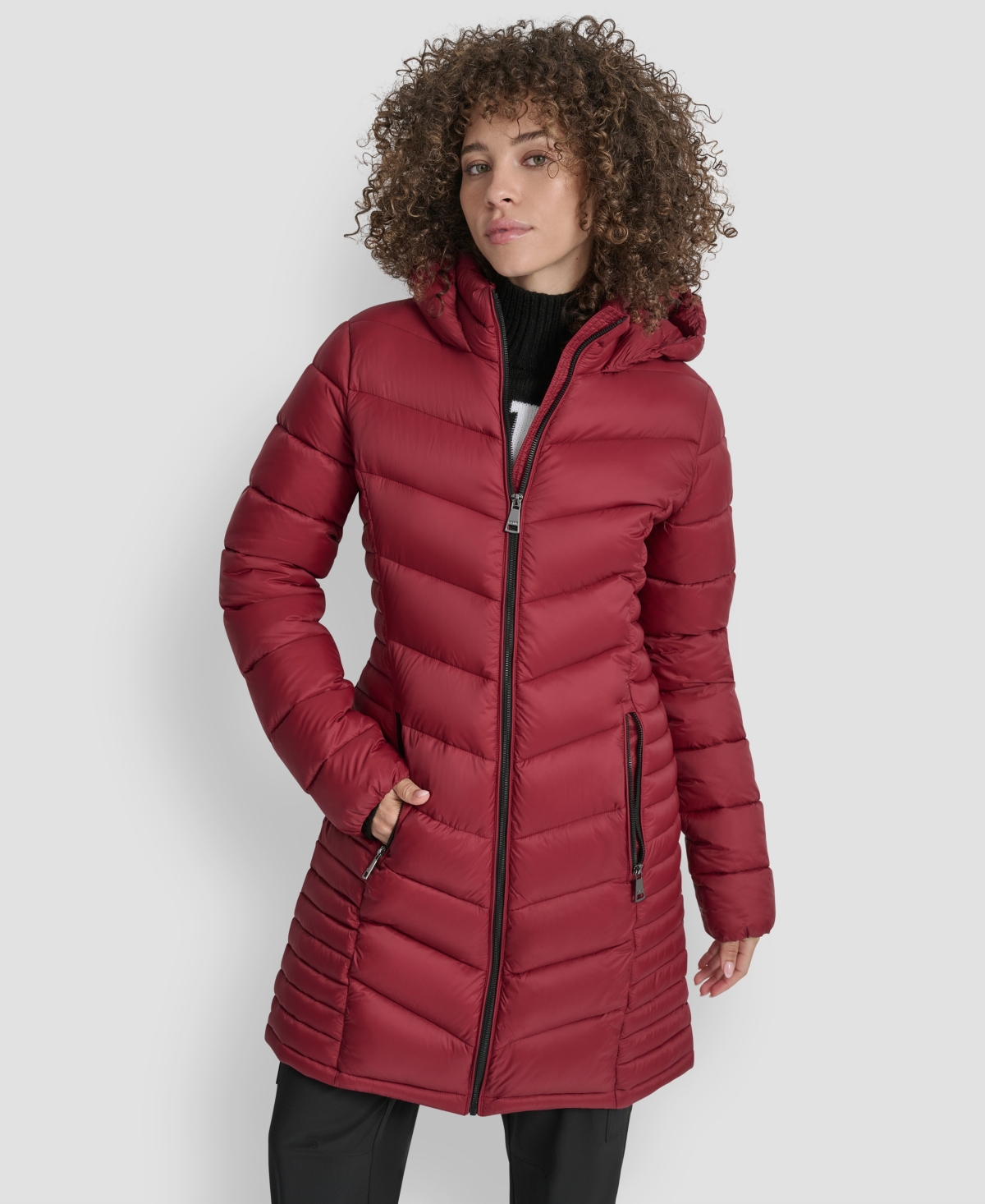 Click here for Dkny Womens Zip-Front Long Coat - Tibetn prices