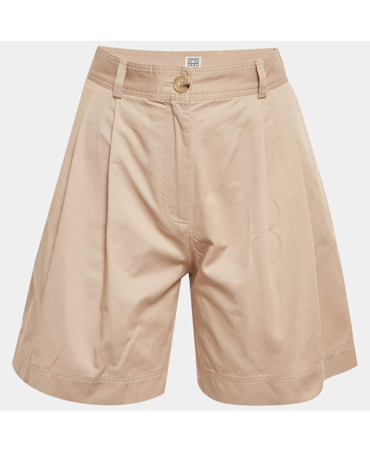 Click here for Pre-Owned Toteme Womens Beige Cotton Twill Pleated... prices