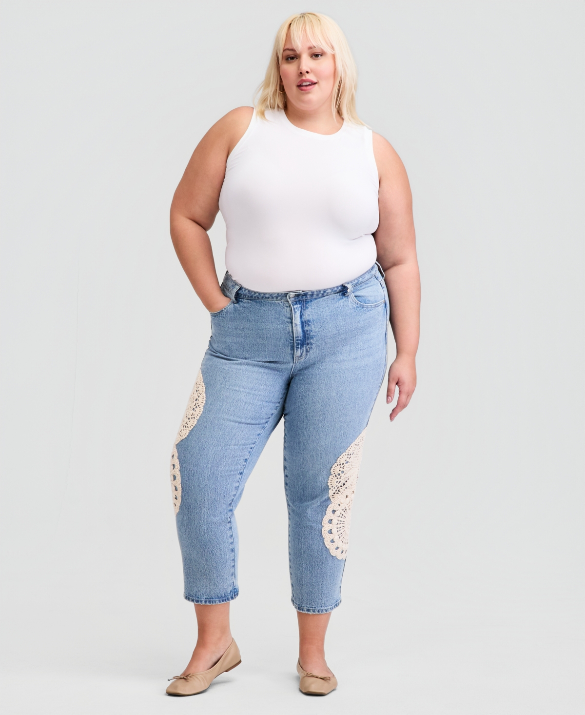 Click here for And Now This Trendy Plus Size Crochet-Trim High Ri... prices