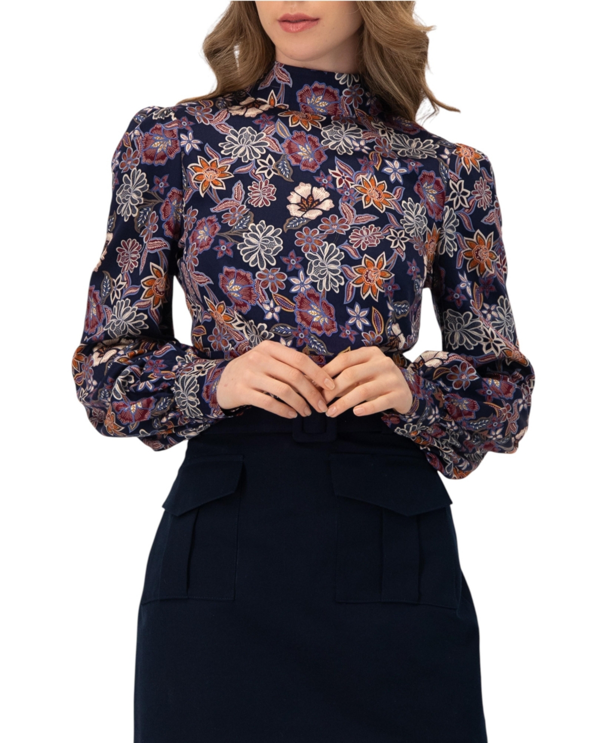 Click here for Ivonne Womens Cropped Back-Tie Blouse - Multi-brow... prices