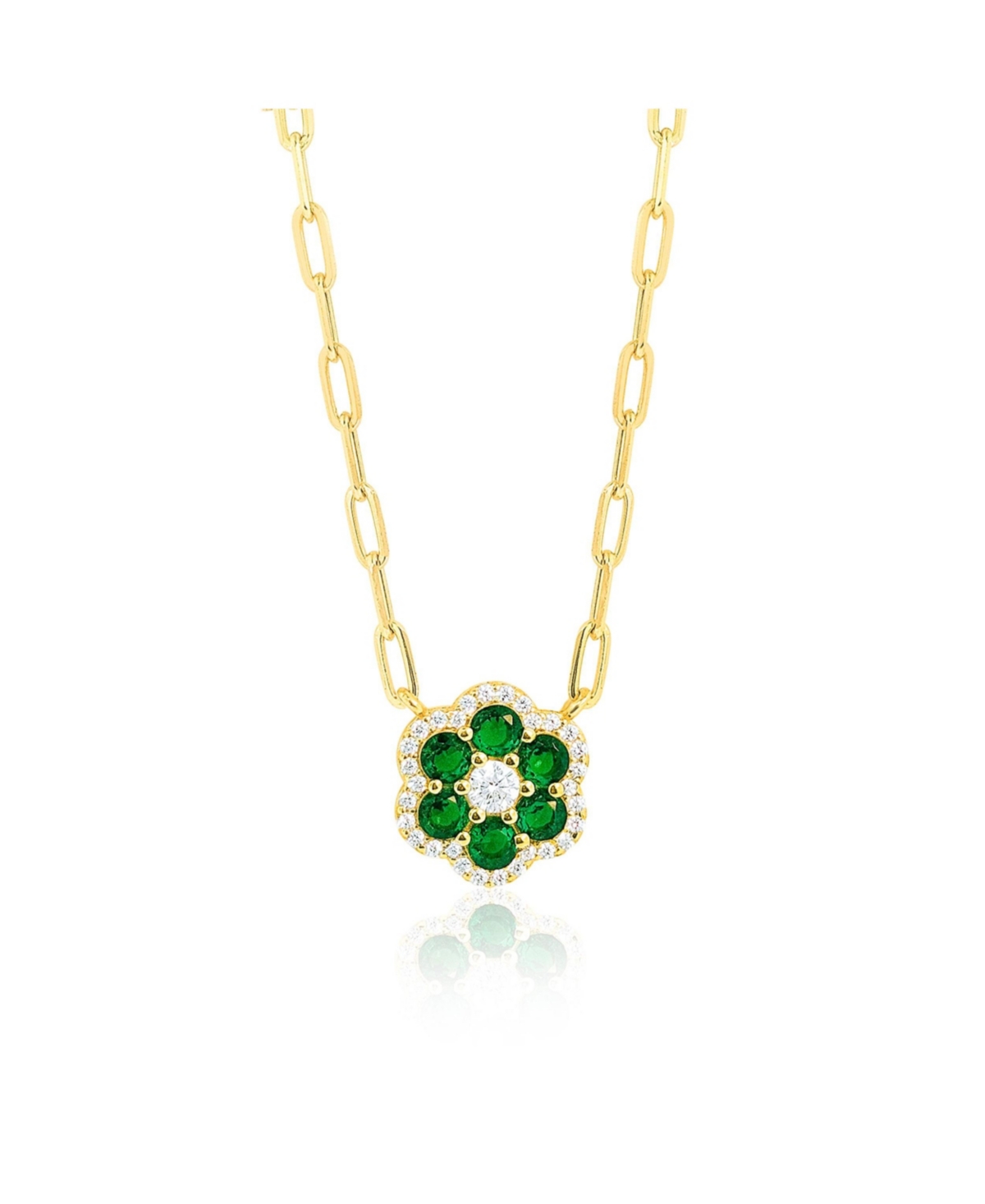 Click here for Etoielle Vermeil Paperclip Created Emerald and Cz... prices