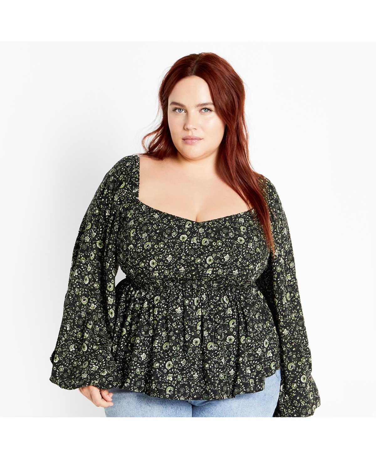 Click here for City Chic Womens Plus Size Dahlia Top - Olive dits... prices