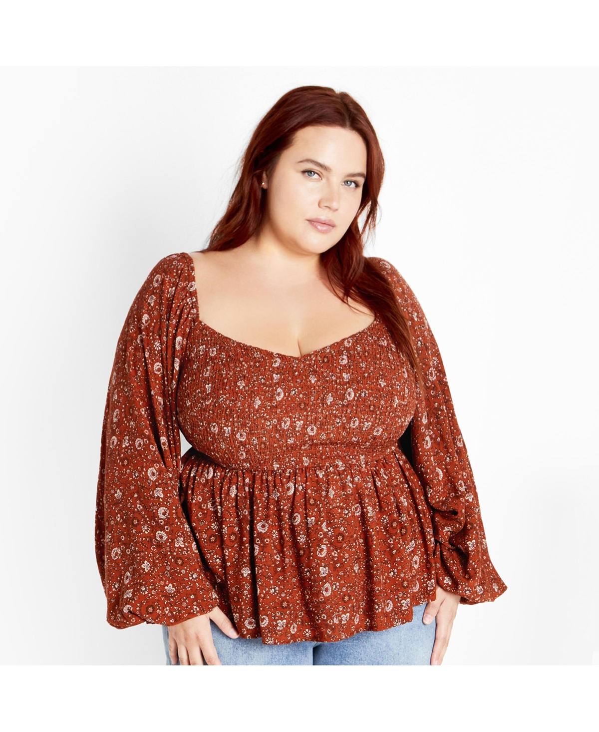 Click here for City Chic Womens Plus Size Dahlia Top - Spice dits... prices