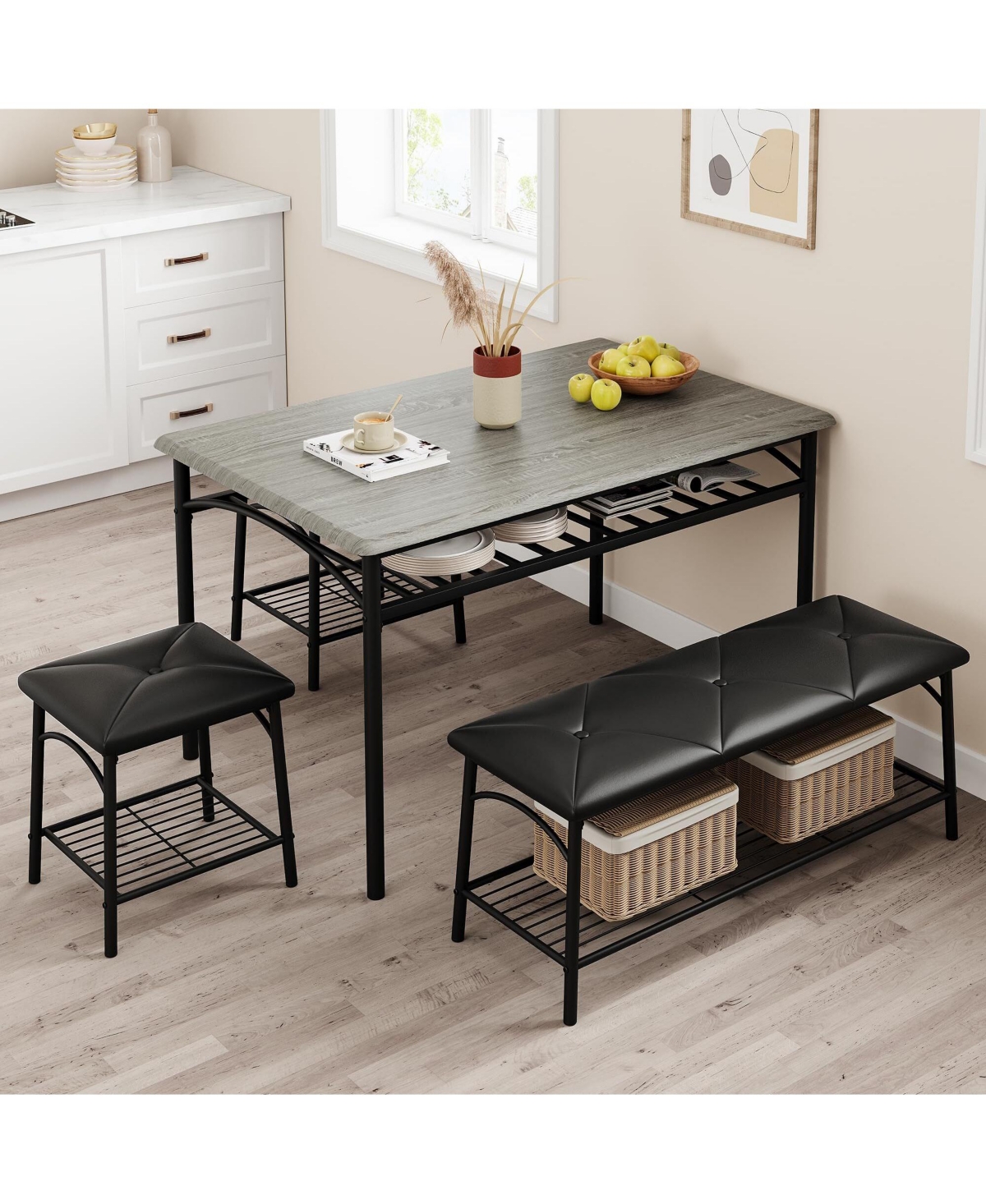 Click here for Gaomon Dining Table Set for 4 with Benche/Stools K... prices