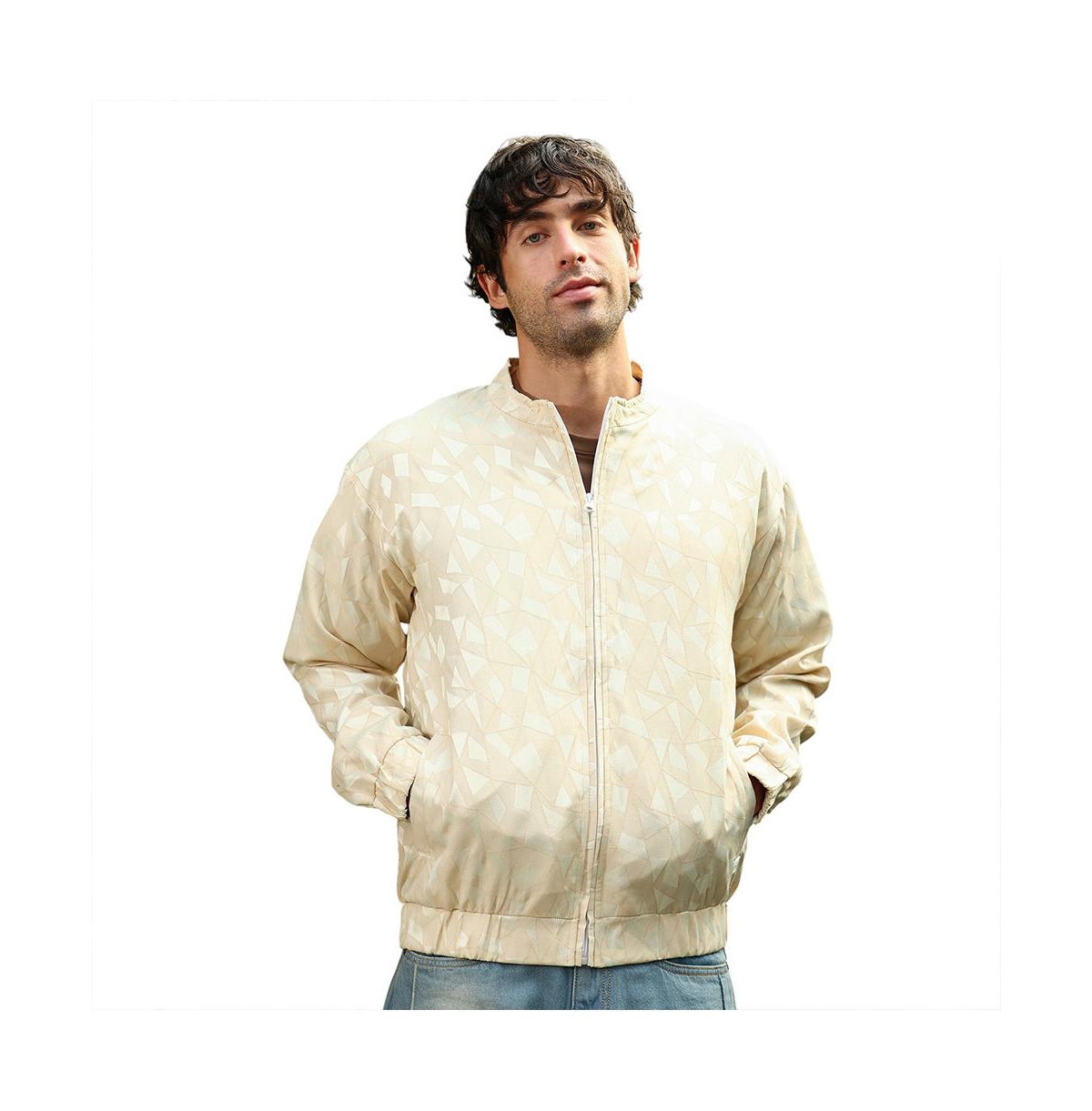 Click here for Campus Sutra Mens Cream White Mozaic-Jacquard Bomb... prices