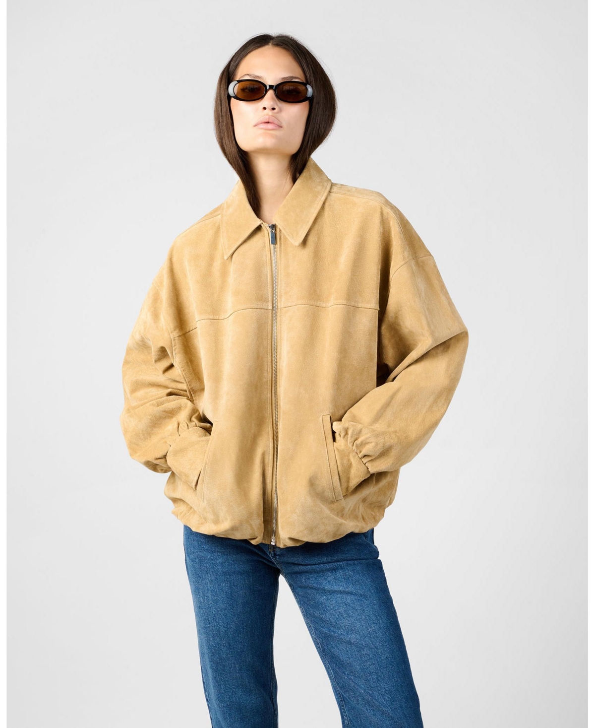Click here for WeWoreWhat Womens Premium Suede Bomber Jacket - Ta... prices