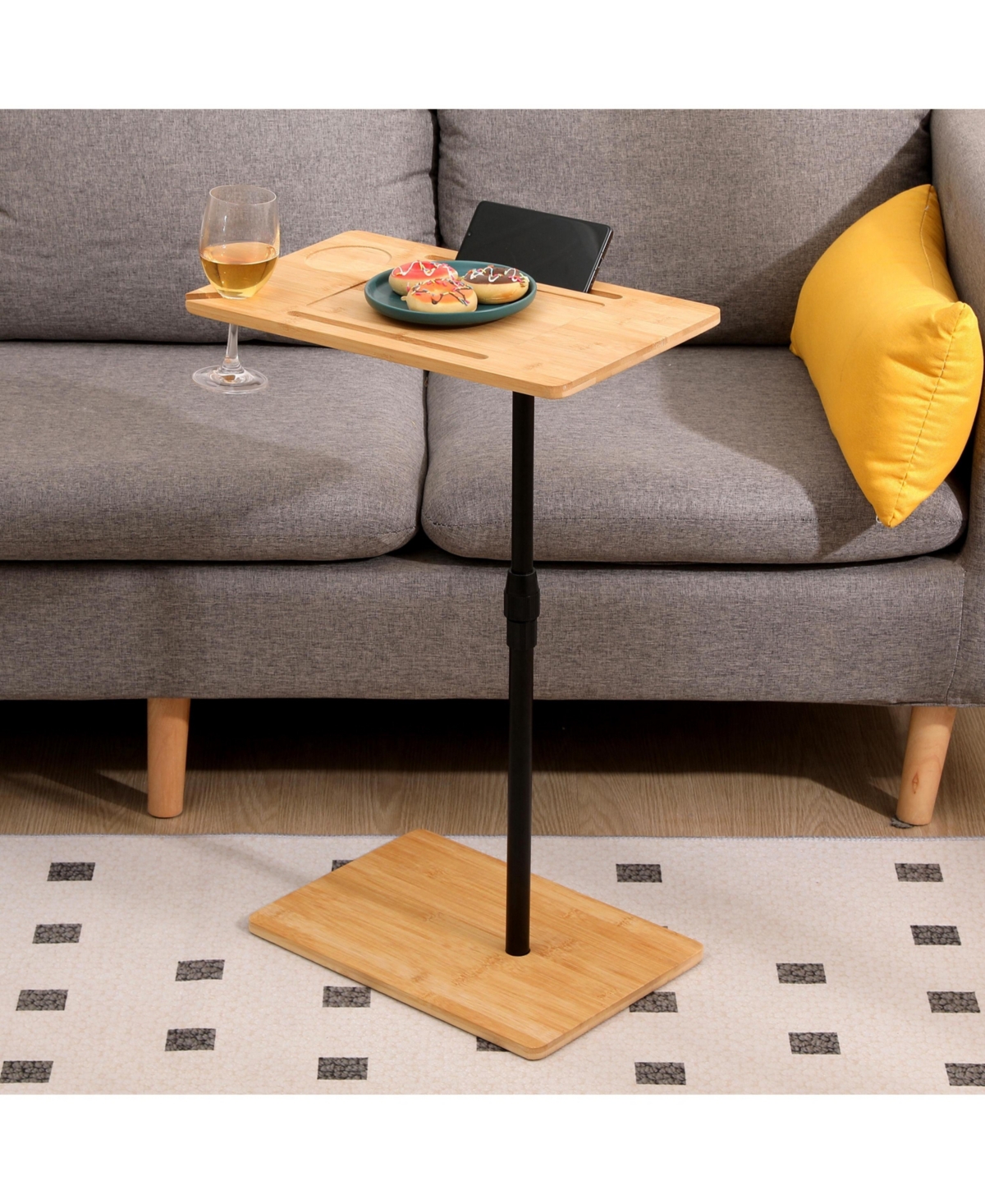 Click here for sumyeg Adjustable Bamboo C-Shaped Couch Tray Table... prices