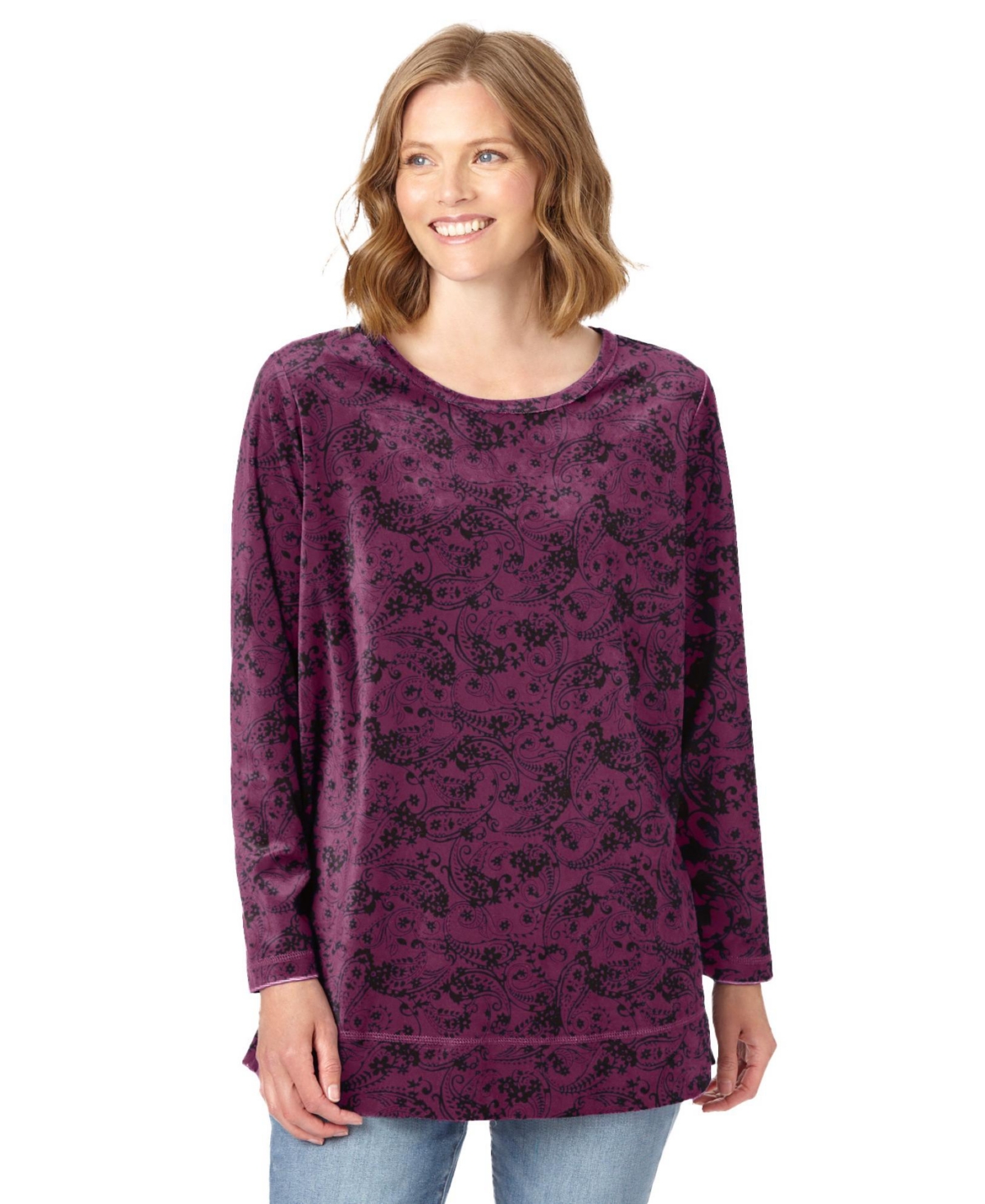 Click here for Woman Within Womens Within Plush Velour Tunic Swea... prices