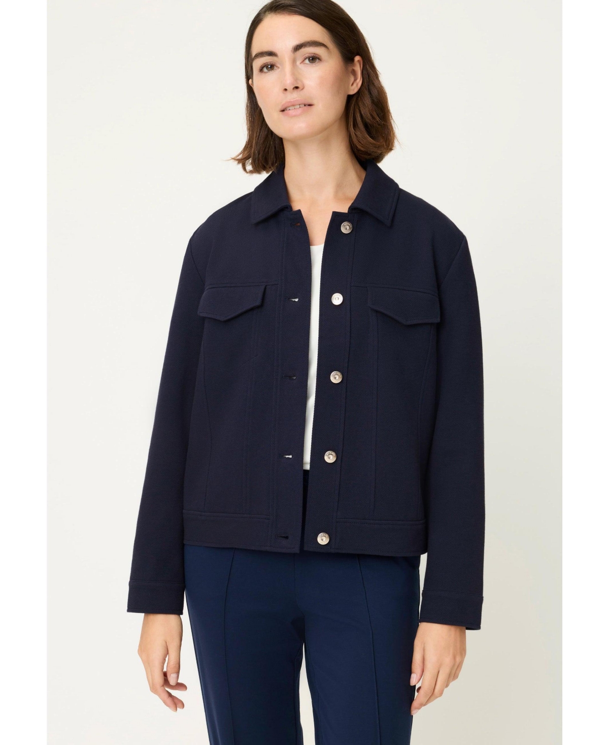 Click here for Olsen Womens Pique Jacket - Ink blue prices