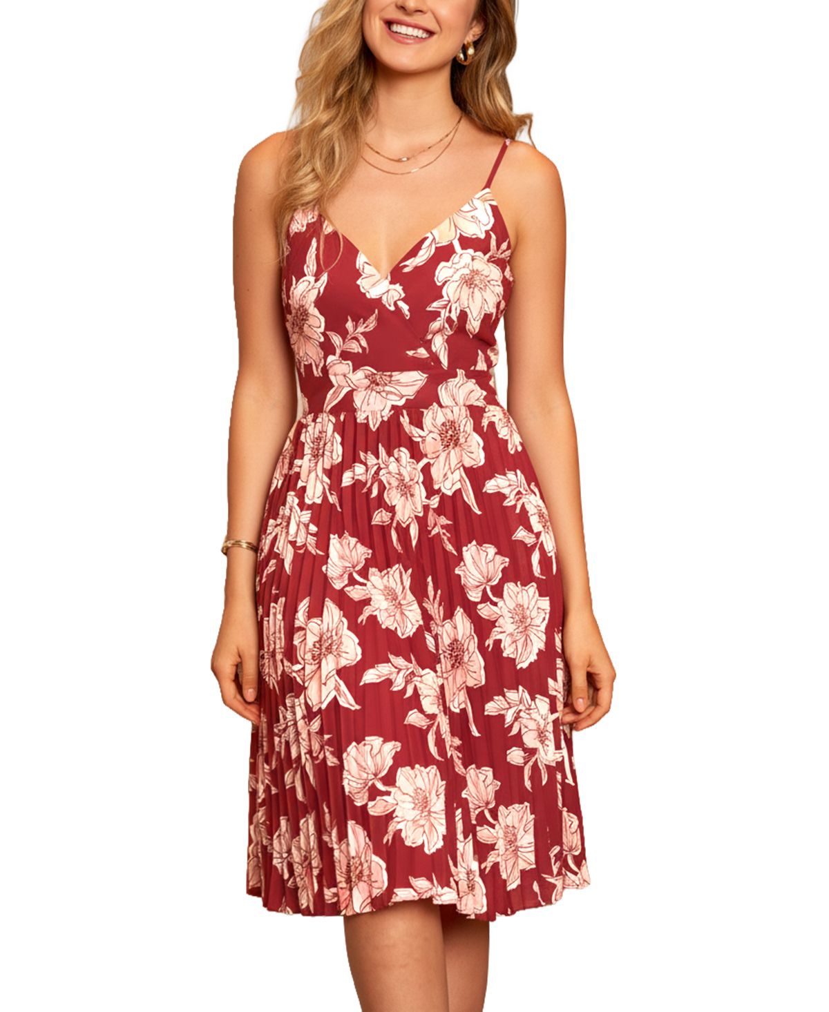 Click here for Cupshe Womens Eddie Floral Midi Beach Dress - Red prices