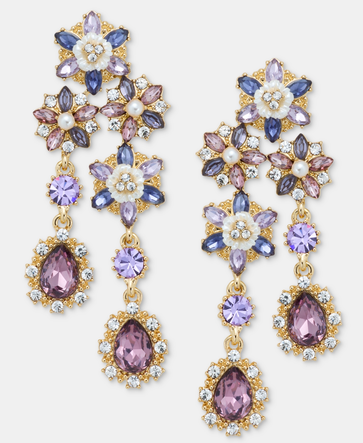 Click here for Marchesa Multi-Stone Floral Chandelier Earrings -... prices