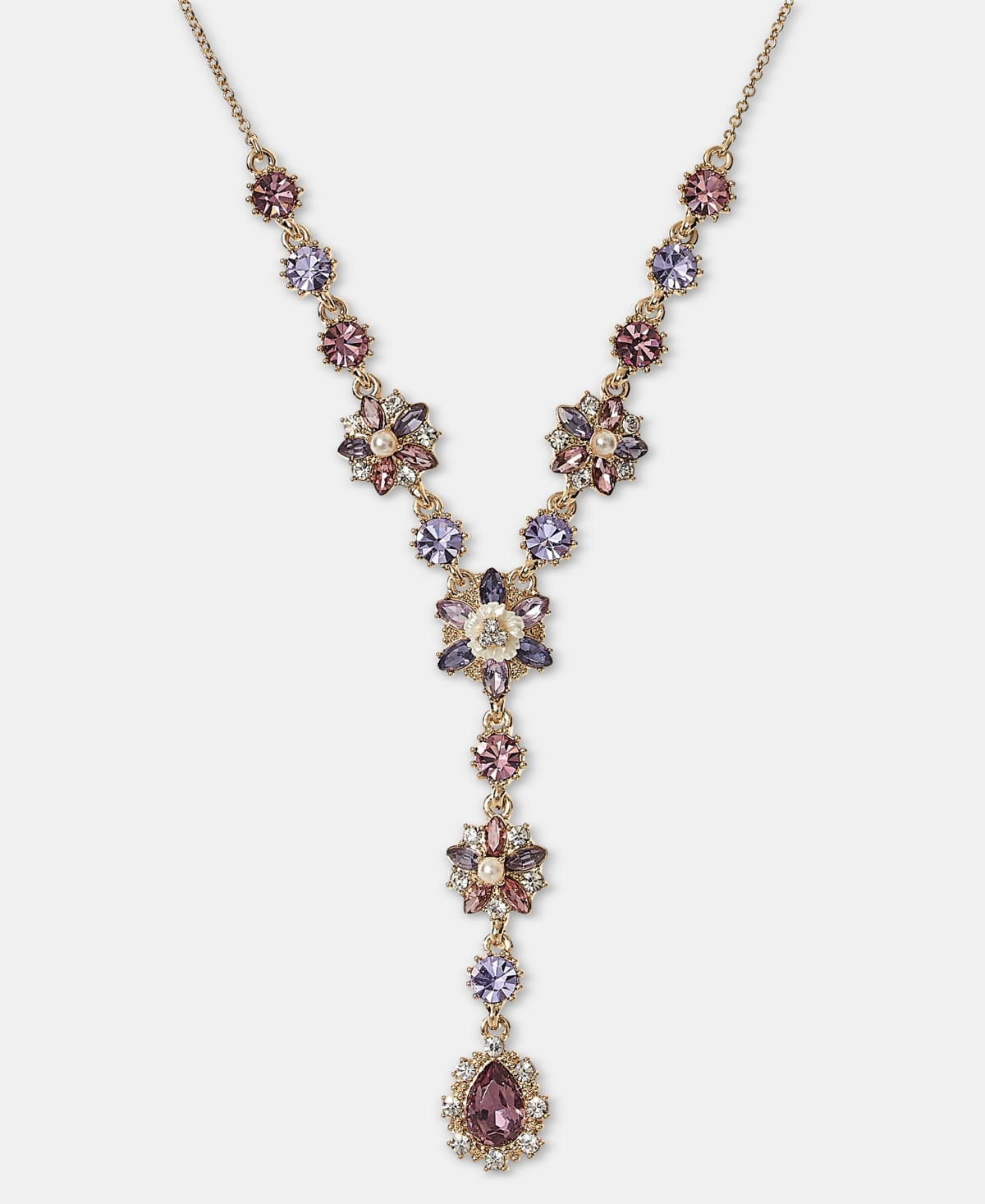 Click here for Marchesa Gold-Tone Crystal Cluster Lariat Necklace... prices