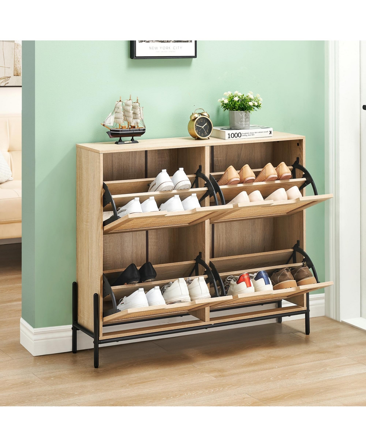 Click here for gaomon Hidden Rattan Shoe Cabinet with Drawer/ 4 F... prices