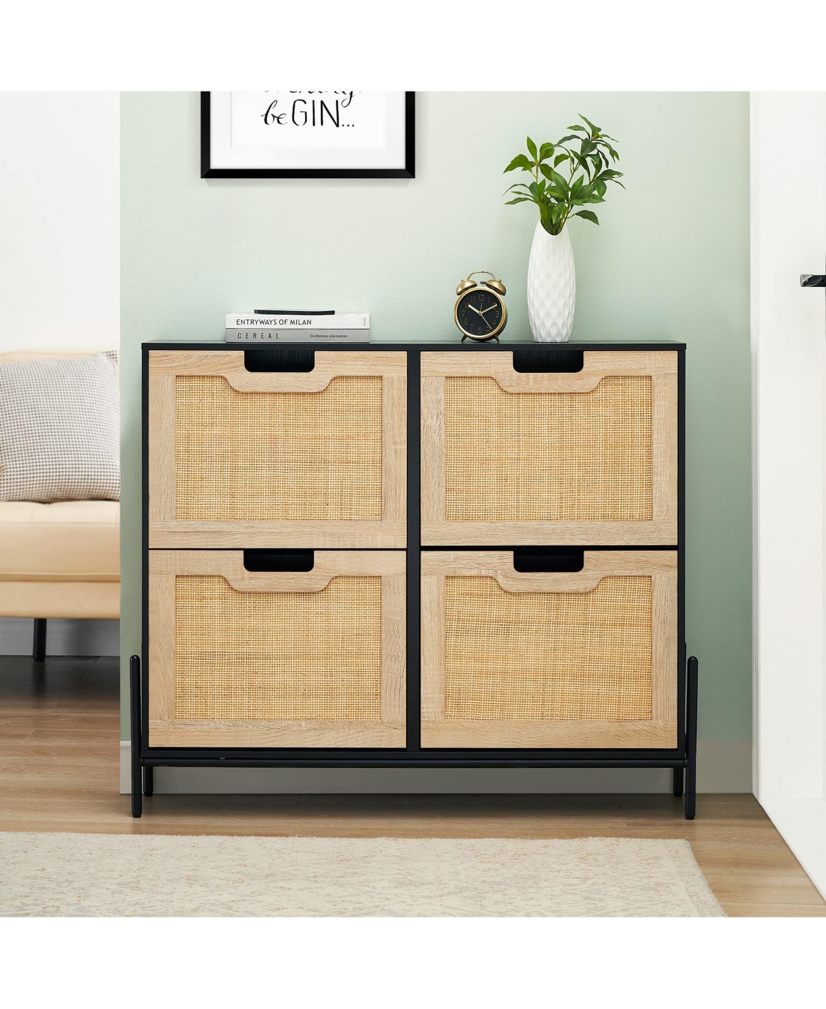 Click here for gaomon Hidden Rattan Shoe Cabinet with Drawer/ 4 F... prices