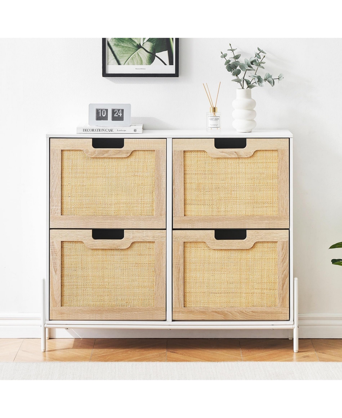 Click here for gaomon Hidden Rattan Shoe Cabinet with Drawer/ 4 F... prices